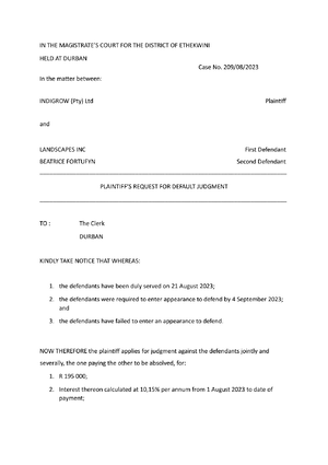 Legal Practice Pleadings PACK 2021 - ANNEXURE: PLEADINGS MAGISTRATES ...