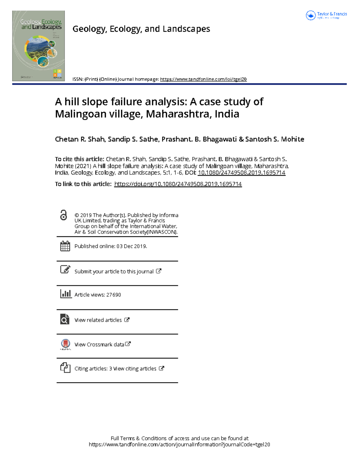 A hill slope failure analysis A case study of Malingoan village ...