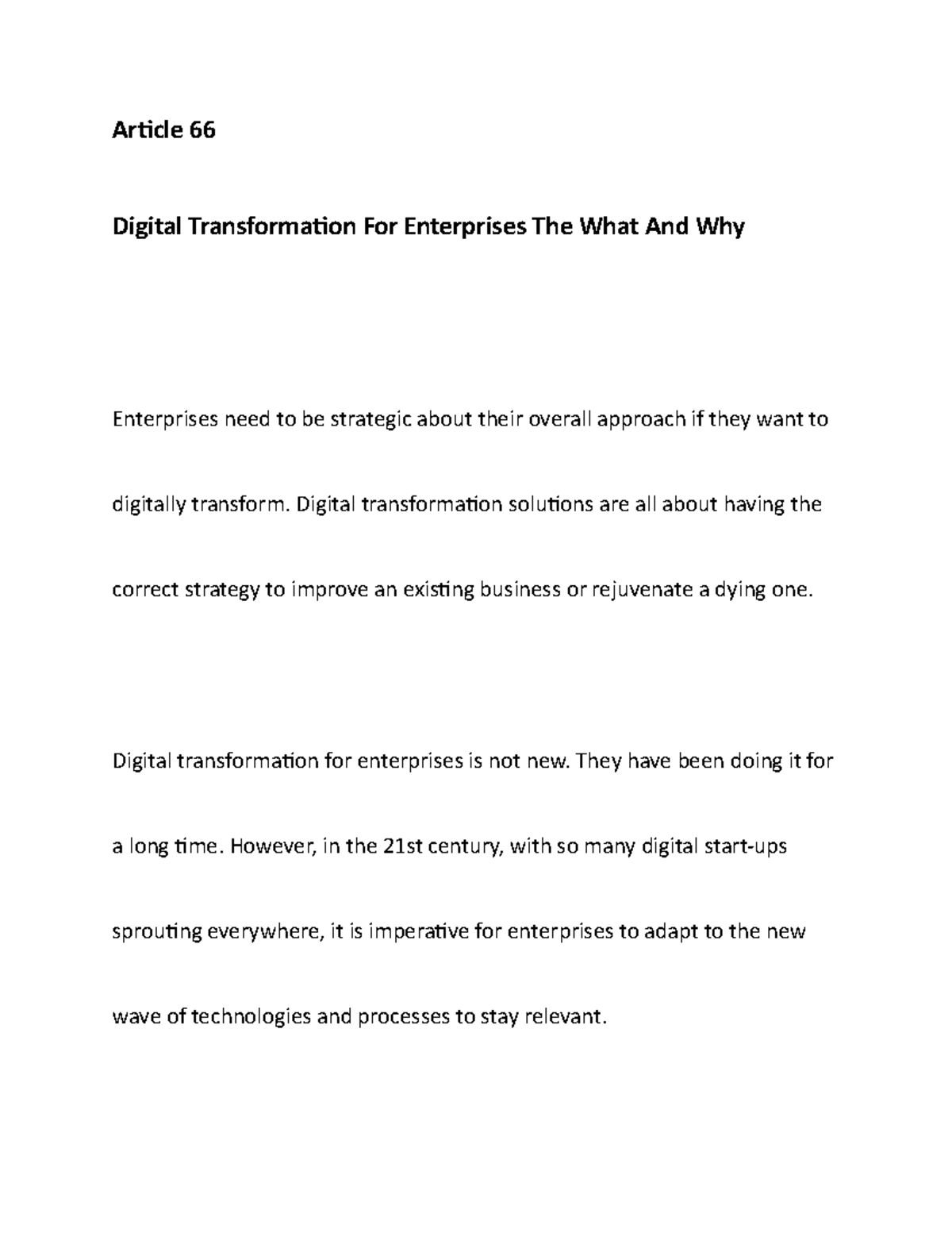 Article 66 - Article 66 Digital Transformation For Enterprises The What ...