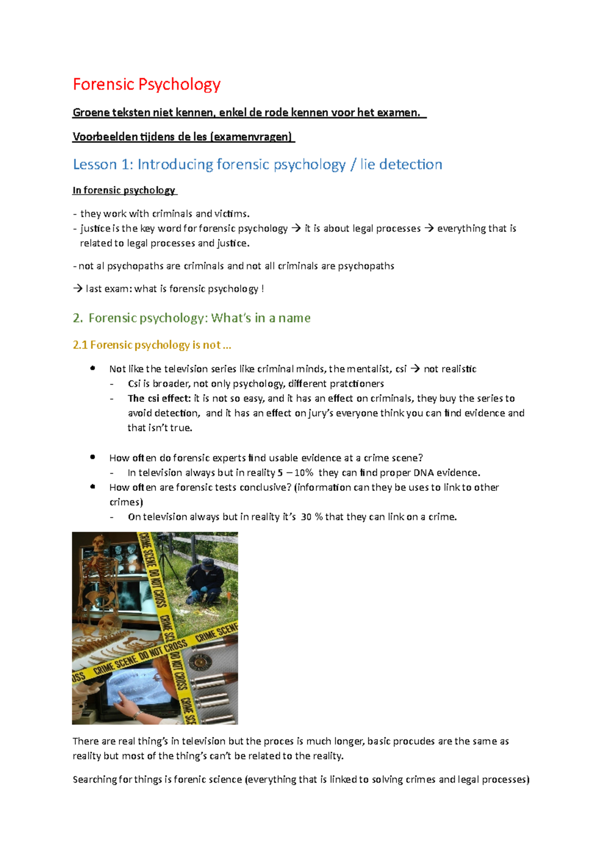 Forensic Psychology - Lecture notes, lectures 1 - 6 - Forensic ...