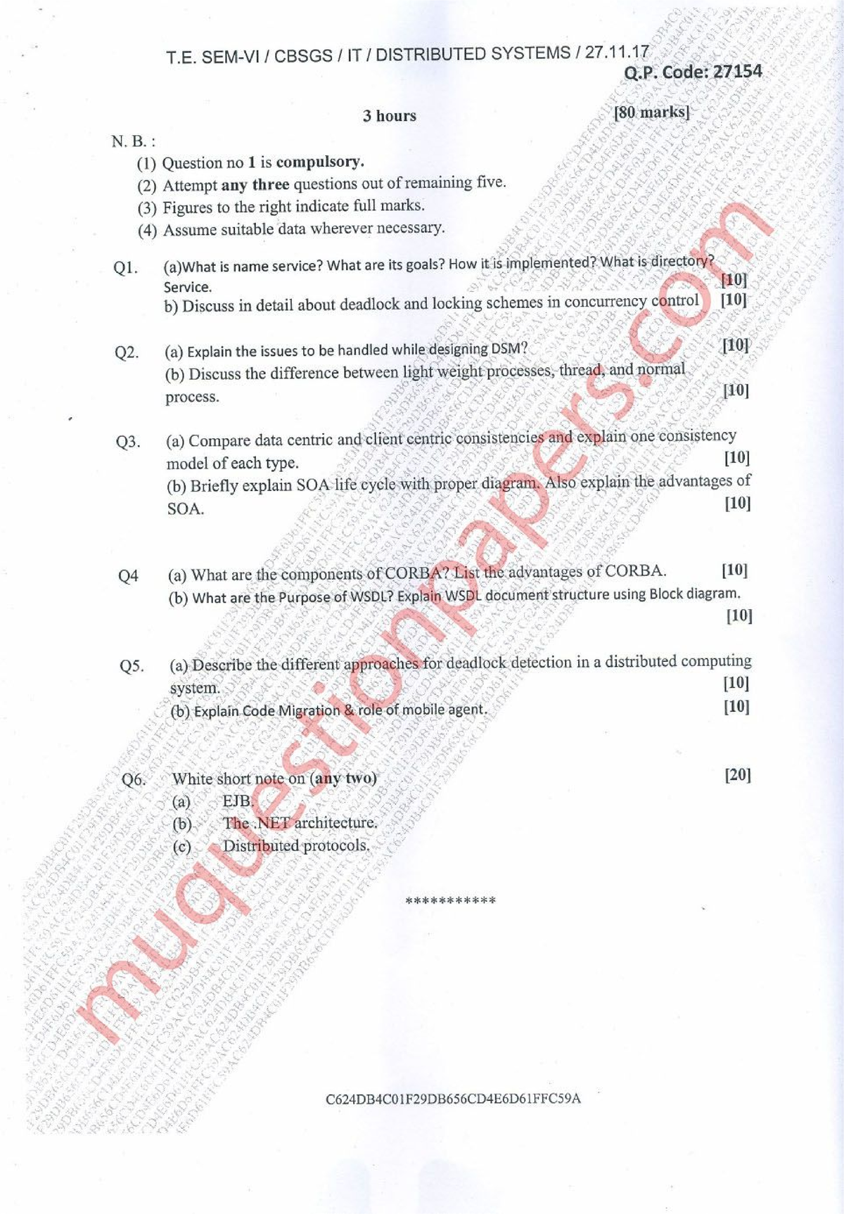 Dec 2017 - DC past year question paper - Distributed Computing - Studocu