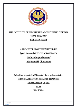 ITT COURCE ICAI - THE INSTITUTE OF CHARTERED ACCOUNTANTS OF INDIA “ICAI ...