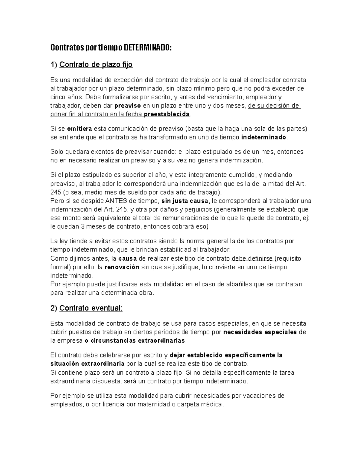 Contratos por tiempo determinados e indeterminados - Contratos por ...