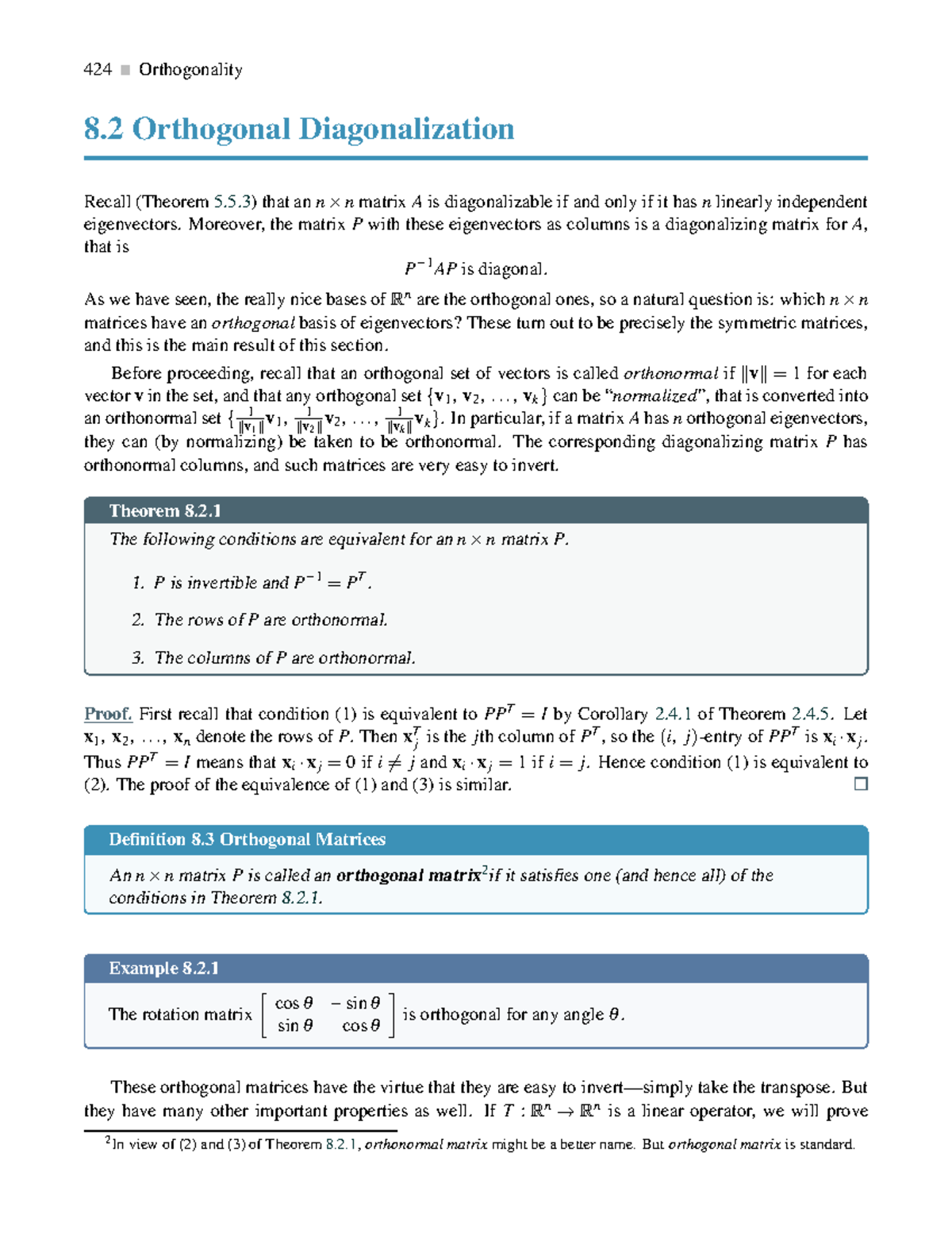 Section 8-2 - hsjwjkw - 424 Orthogonality 8 Orthogonal Diagonalization ...