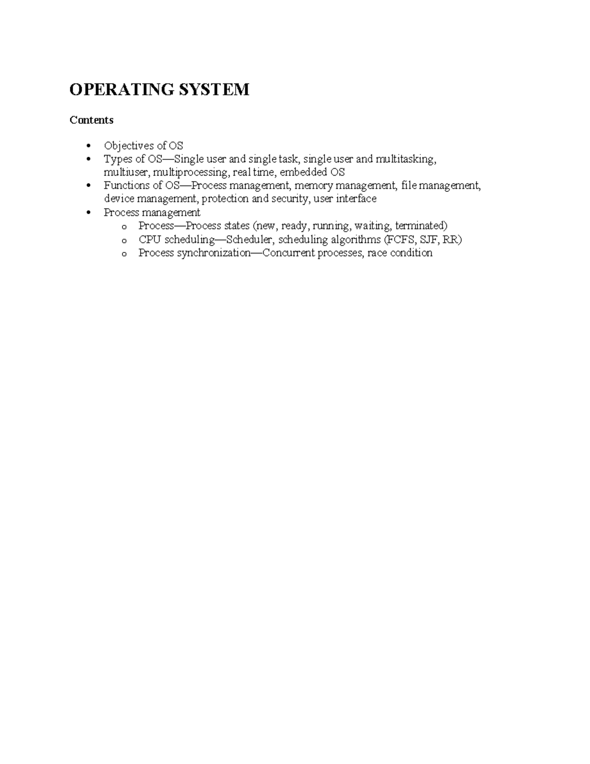 Operating System - Training litratures for tomorrow - OPERATING SYSTEM ...