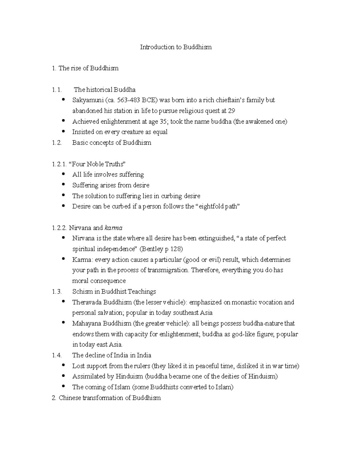 2-11 Buddhism - Lecture notes 12 - Introduction to Buddhism 1. The rise ...