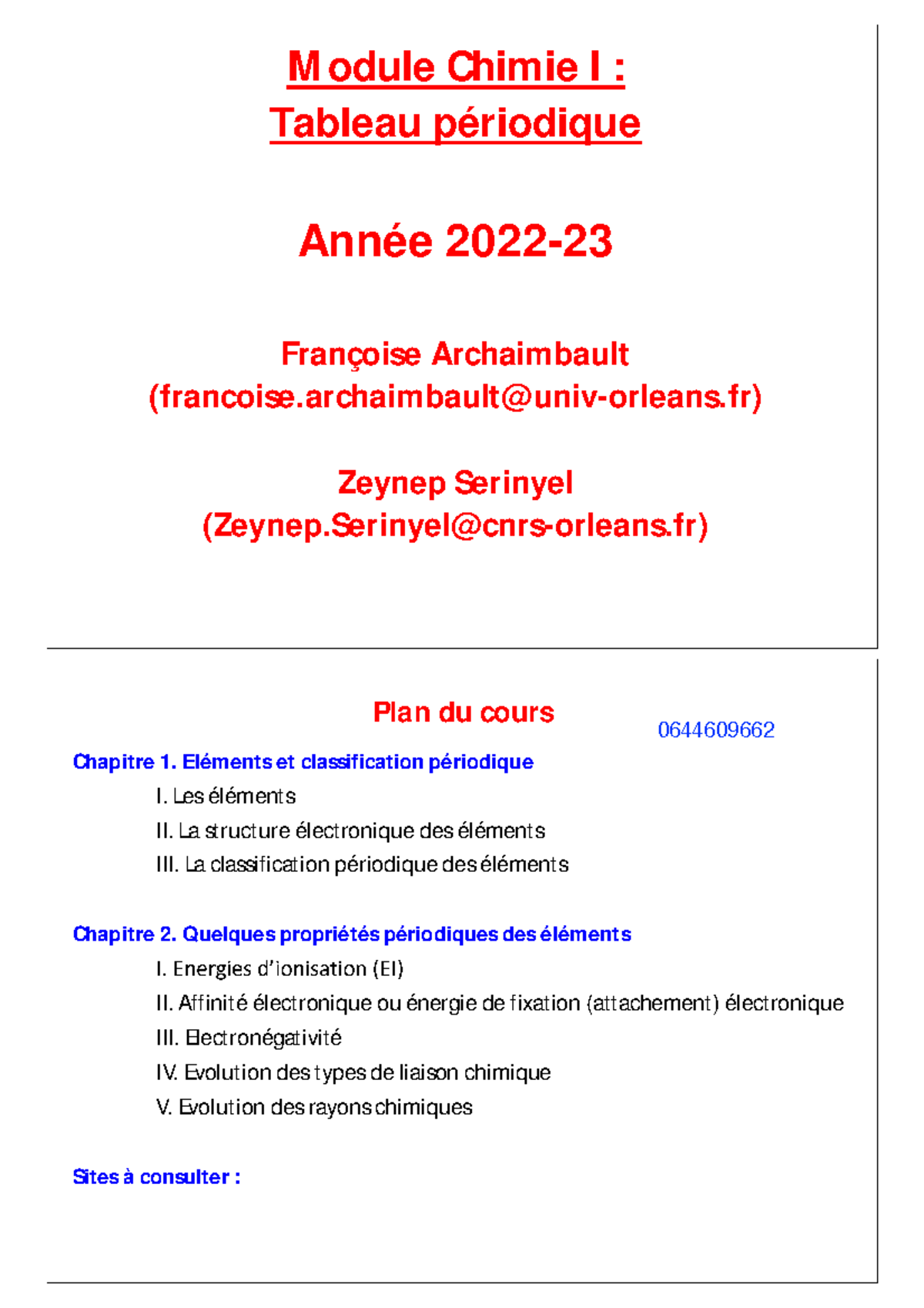 Cours tableau p Ã©riodique 2022 - polycop Ã©tudiant-2 - M odule Chim ie ...