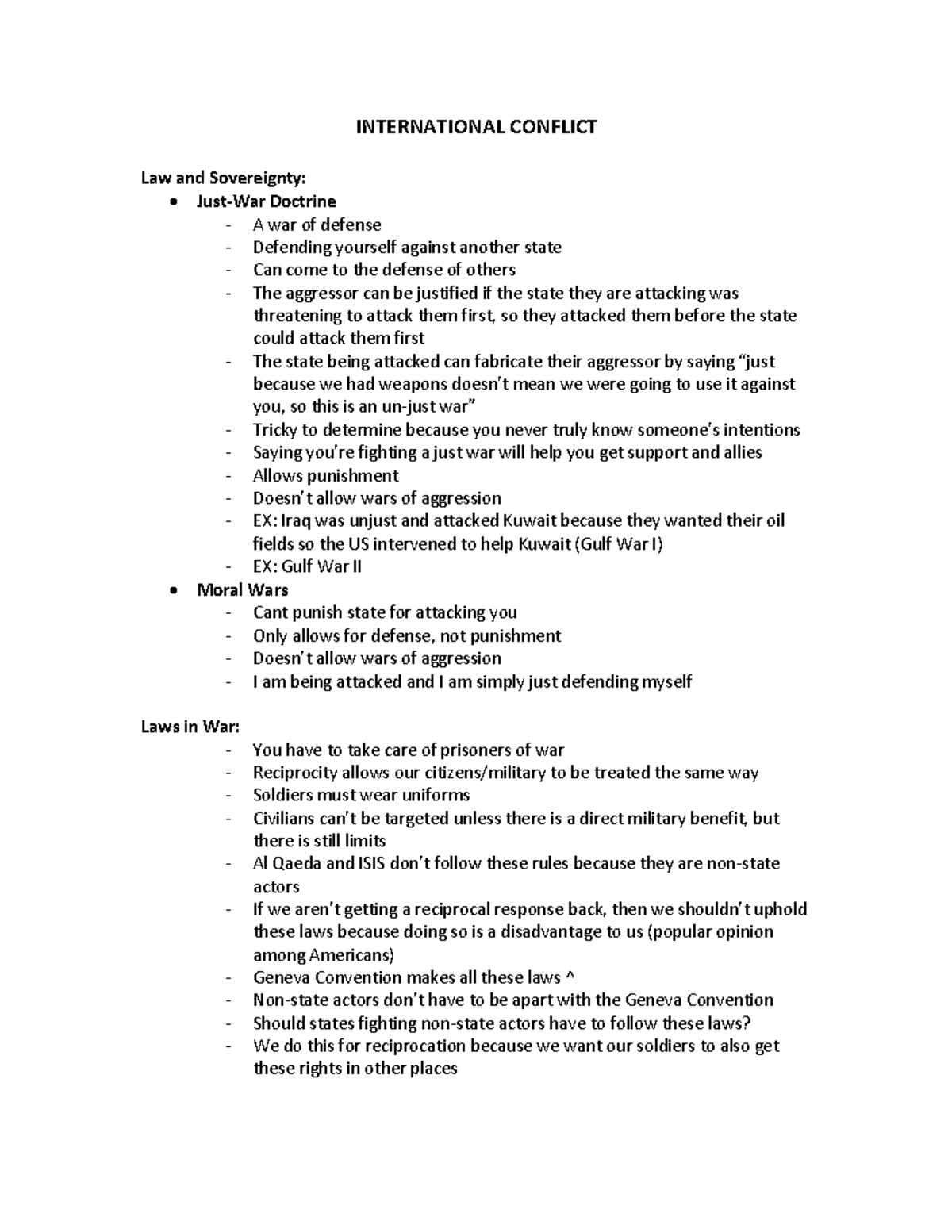 International Conflict Notes - INTERNATIONAL CONFLICT Law and ...