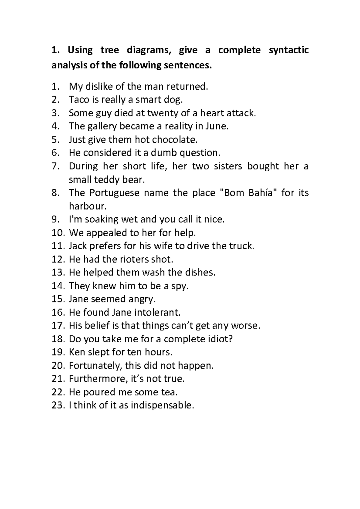 SS UNIT 1 Exercises - ejercicios - Using tree diagrams, give a complete ...