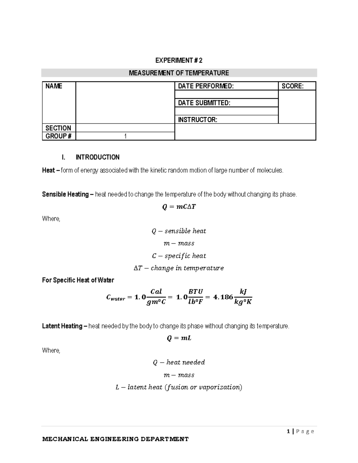 ME Lab Experiment No.1 - 3rd Year 2nd Semester - 1 | P a g e EXPERIMENT ...