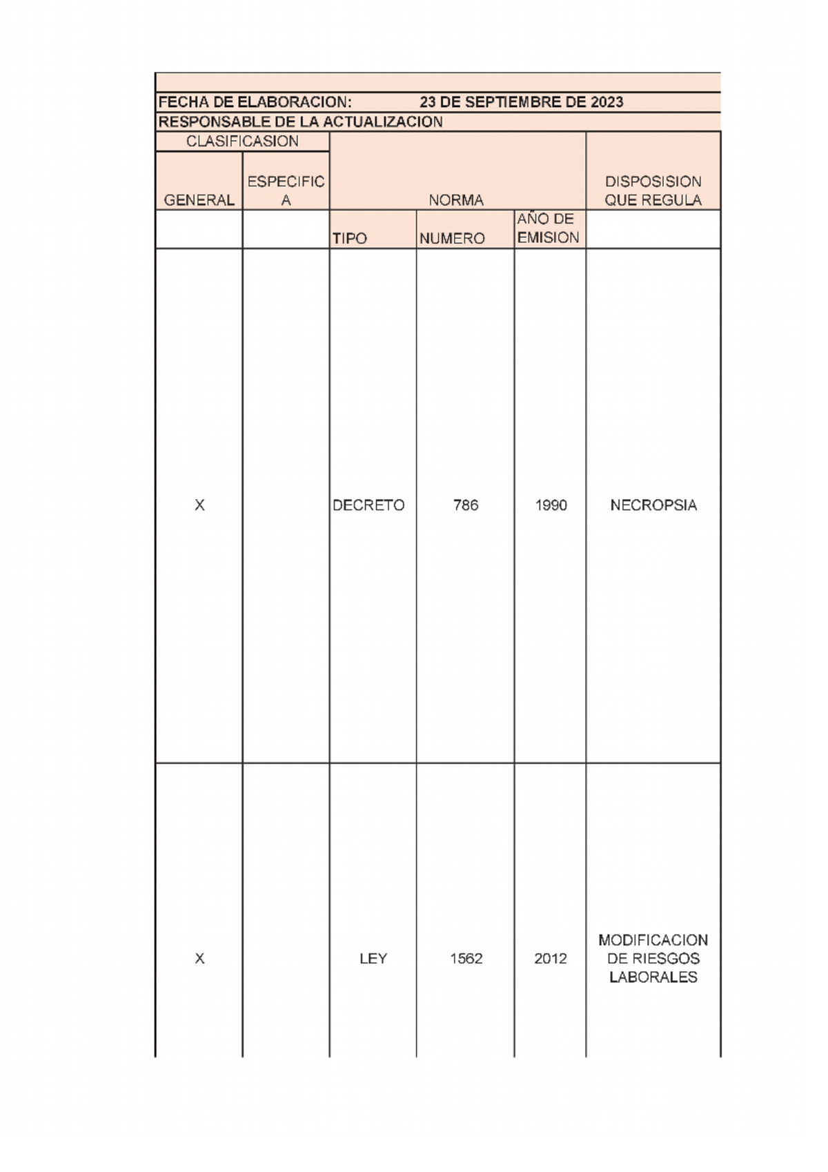 Matriz - trabajo - Administración en Seguridad y Salud en el trabajo ...