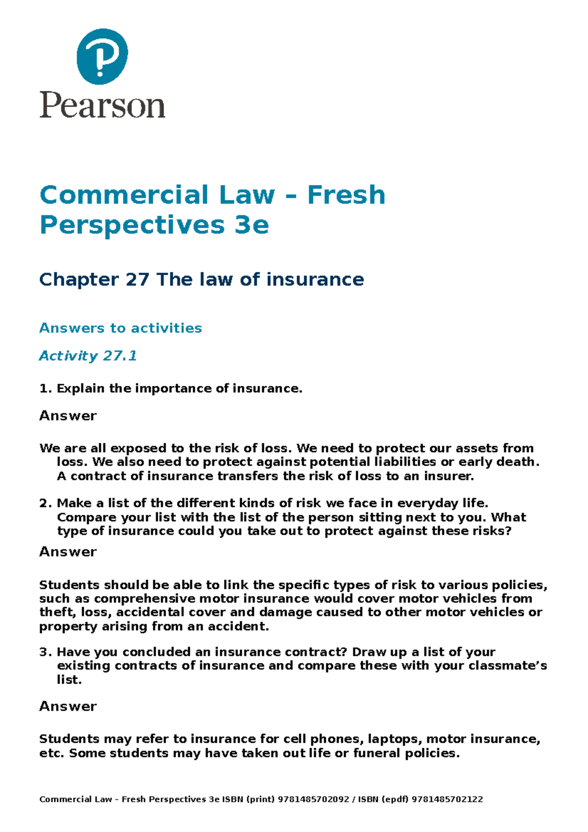 Chapter 27 Questions and Answers - JHLV202 - Unisa - Studocu