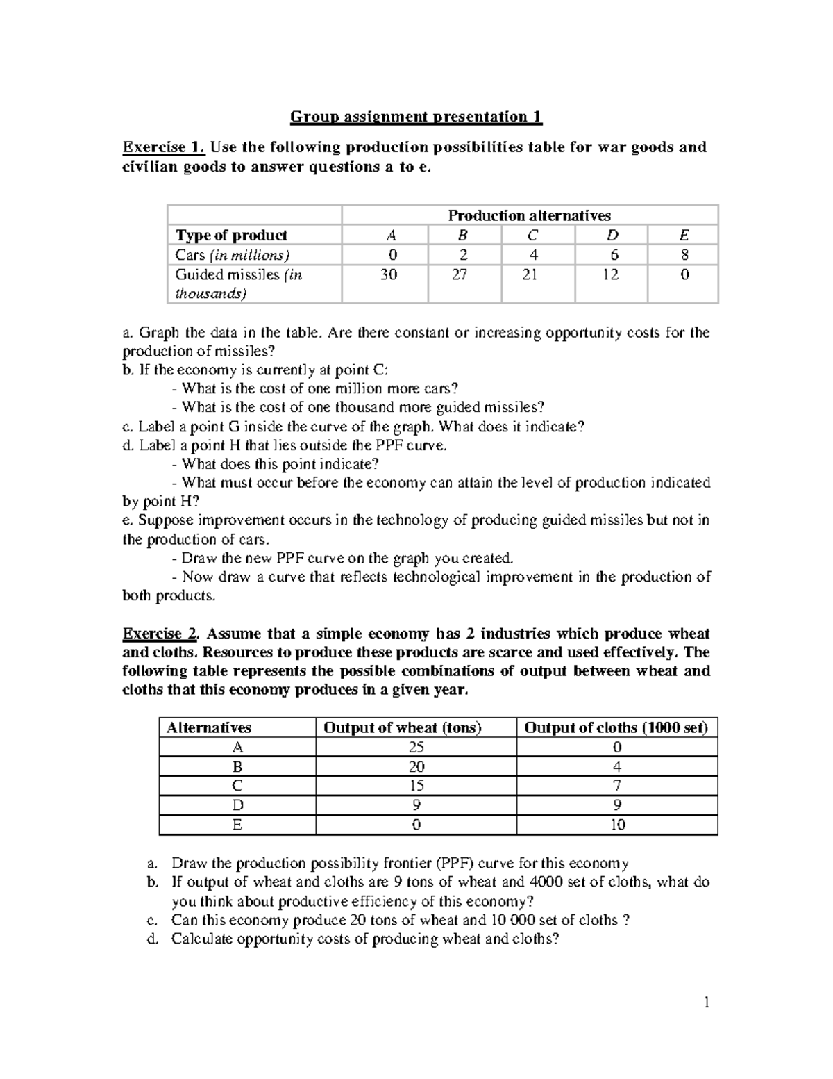 Presentation assignment 1 - 1 Group assignment presentation 1 Exercise ...