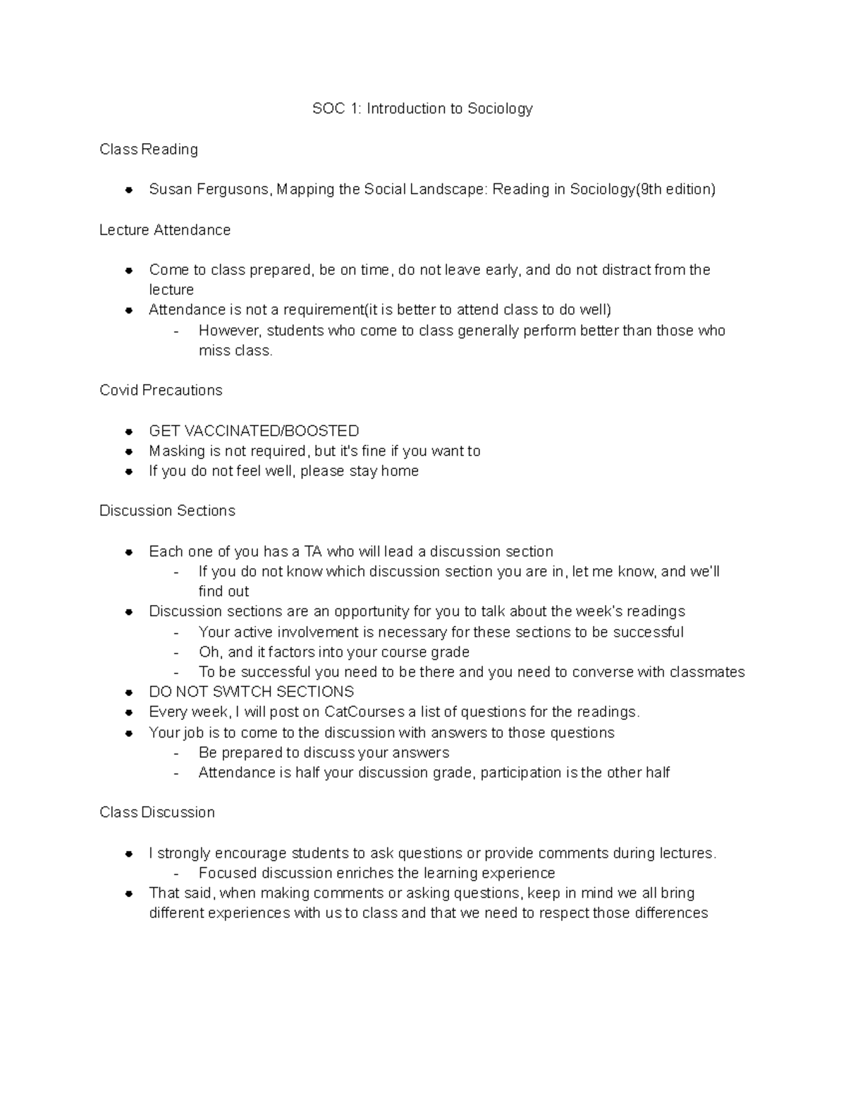 SOC 1 Introduction to Sociology - SOC 1: Introduction to Sociology ...