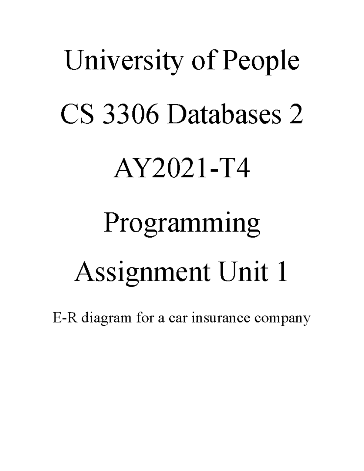 Programming Assignment Unit 1 University Of People University Of