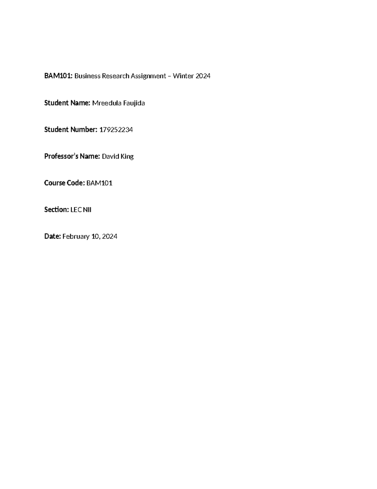 Business Research Assignment Final Template - BAM101: Business Research ...