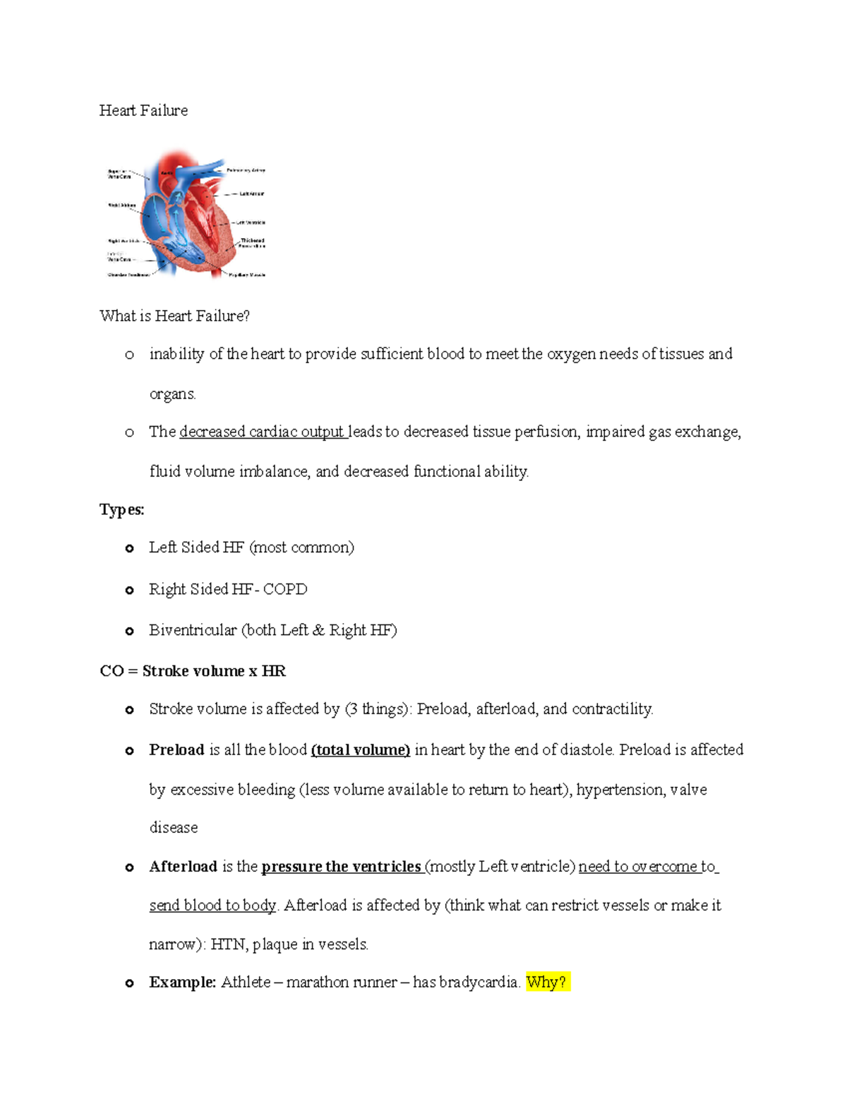 Heart Failure - Lecture notes. - Heart Failure What is Heart Failure? o ...