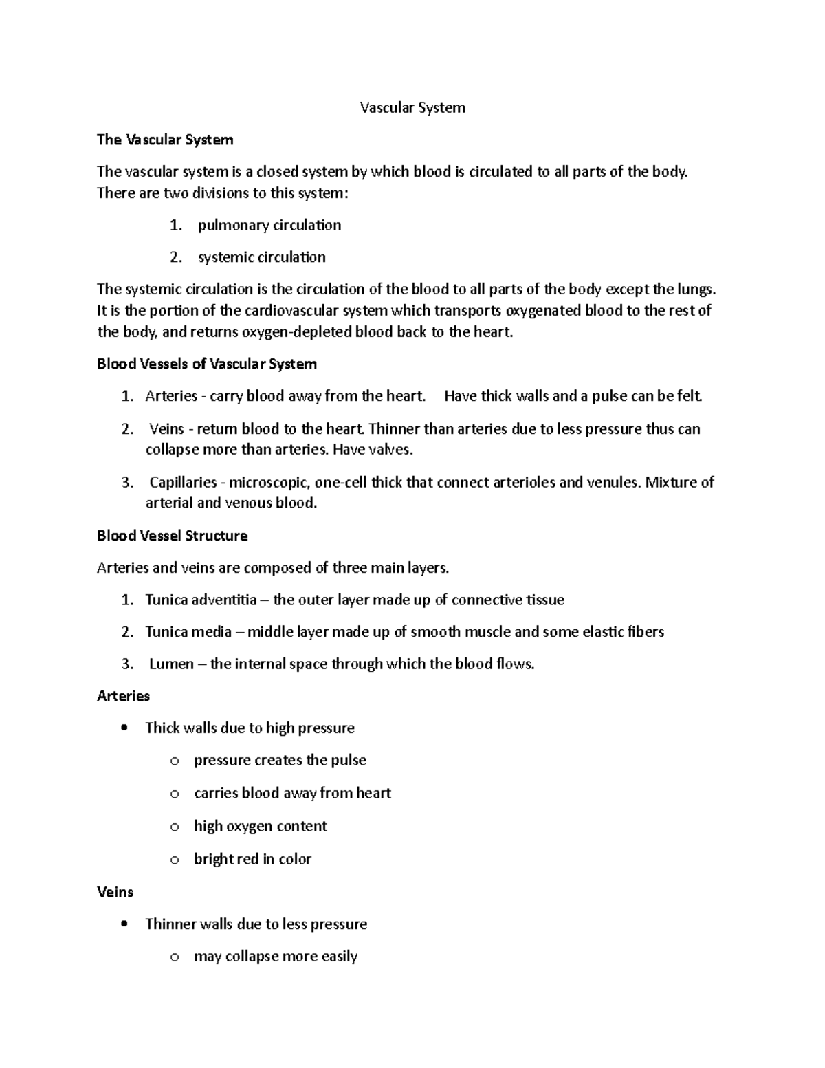 Vascular System - Vascular System The Vascular System The vascular ...