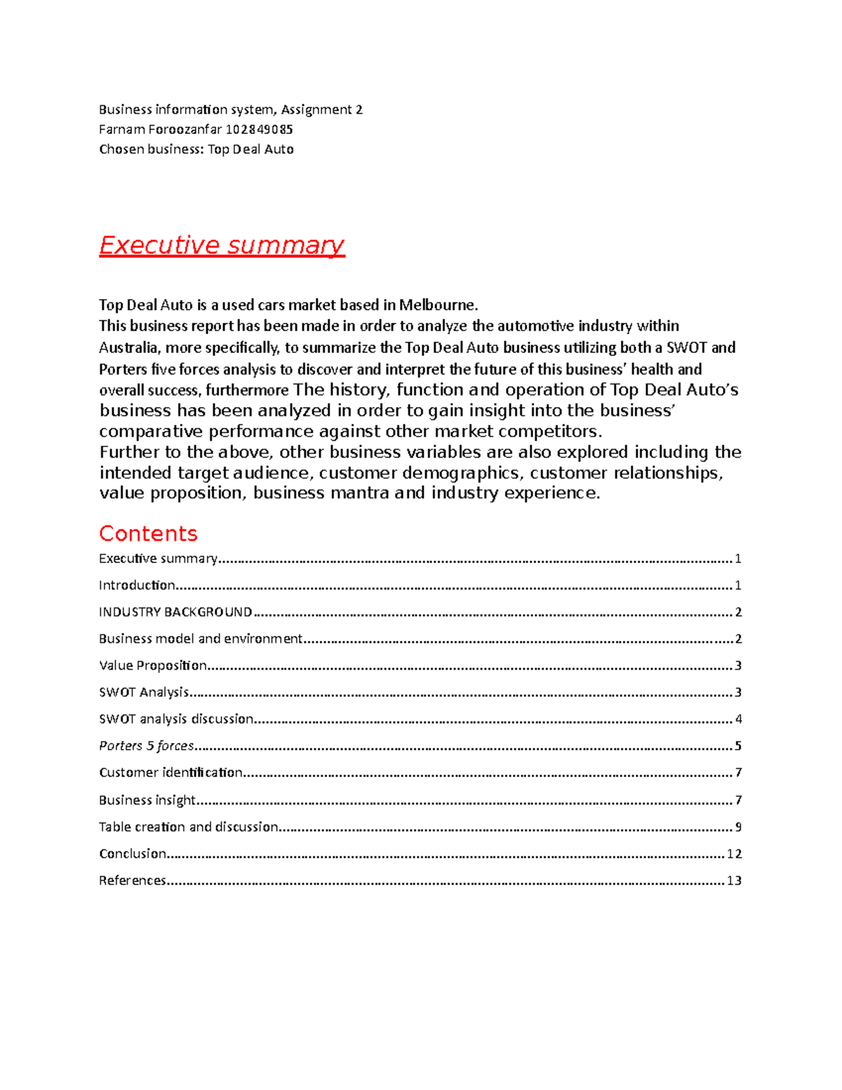 IBIS-ASS - assignment 1 - Business information system, Assignment 2 ...