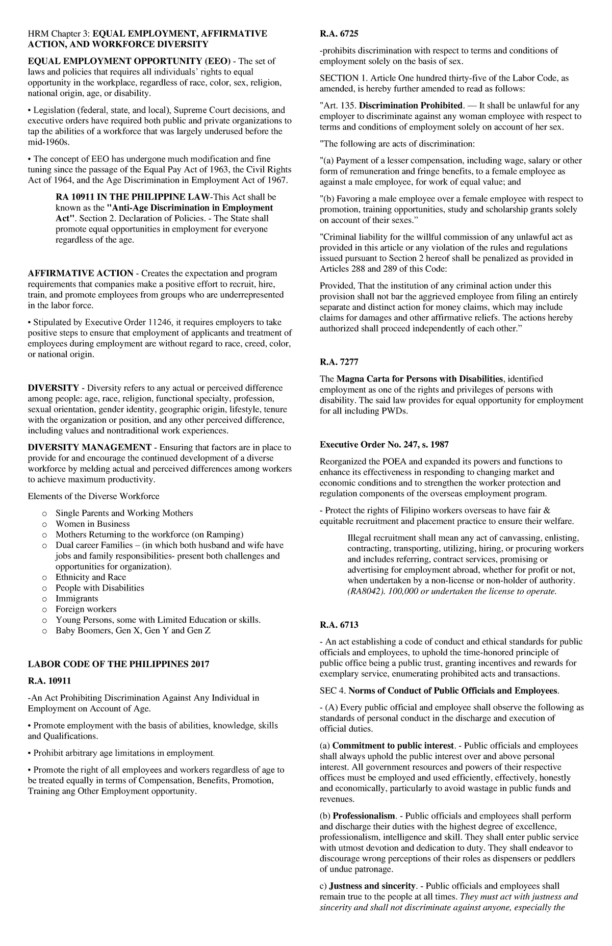 HRM CHAP 3 - HRM Chapter 3 - HRM Chapter 3: EQUAL EMPLOYMENT, AFFIRMATIVE ACTION, AND WORKFORCE ...