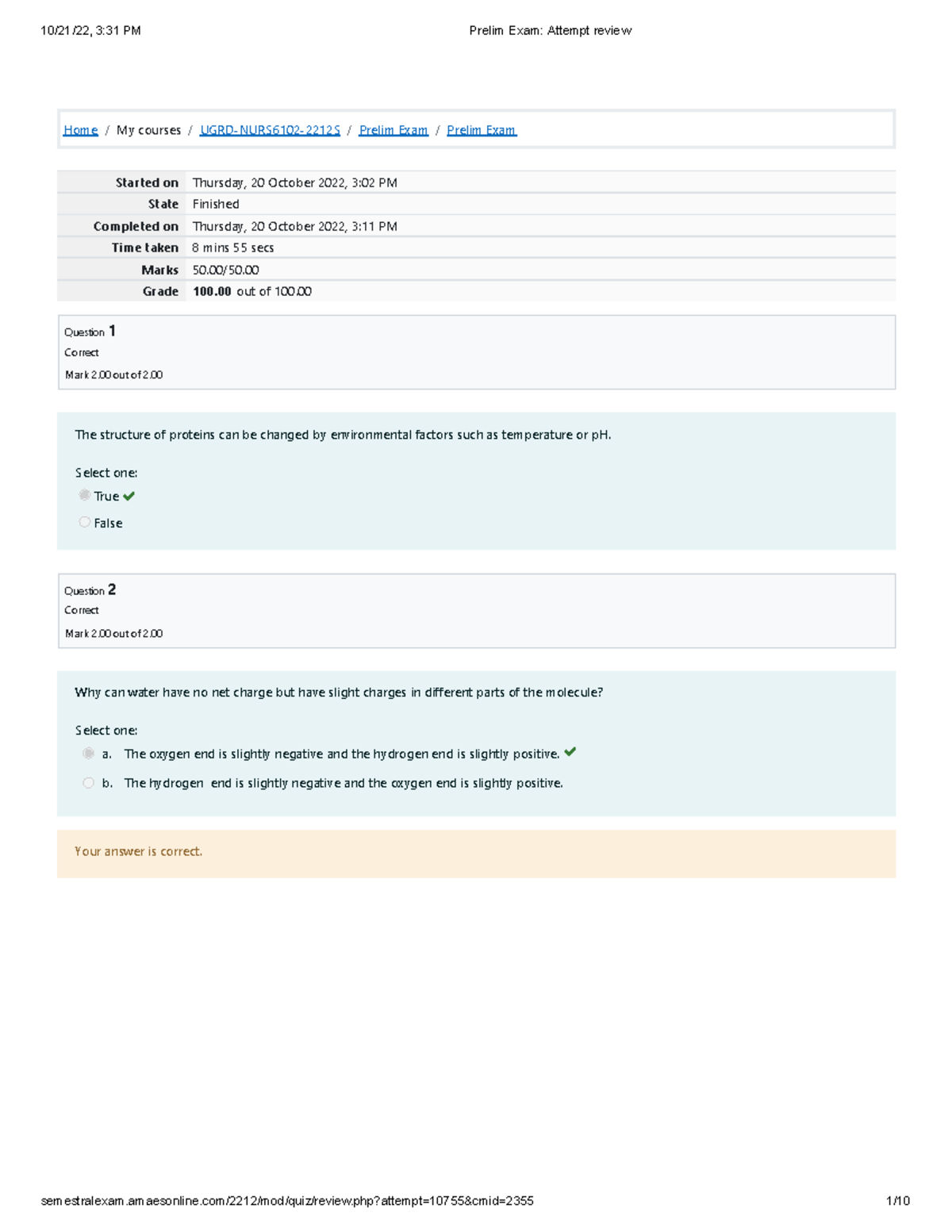 Bio Chem- Prelim Exam - exam - Home / My courses / UGRD-NURS6102-2212S ...