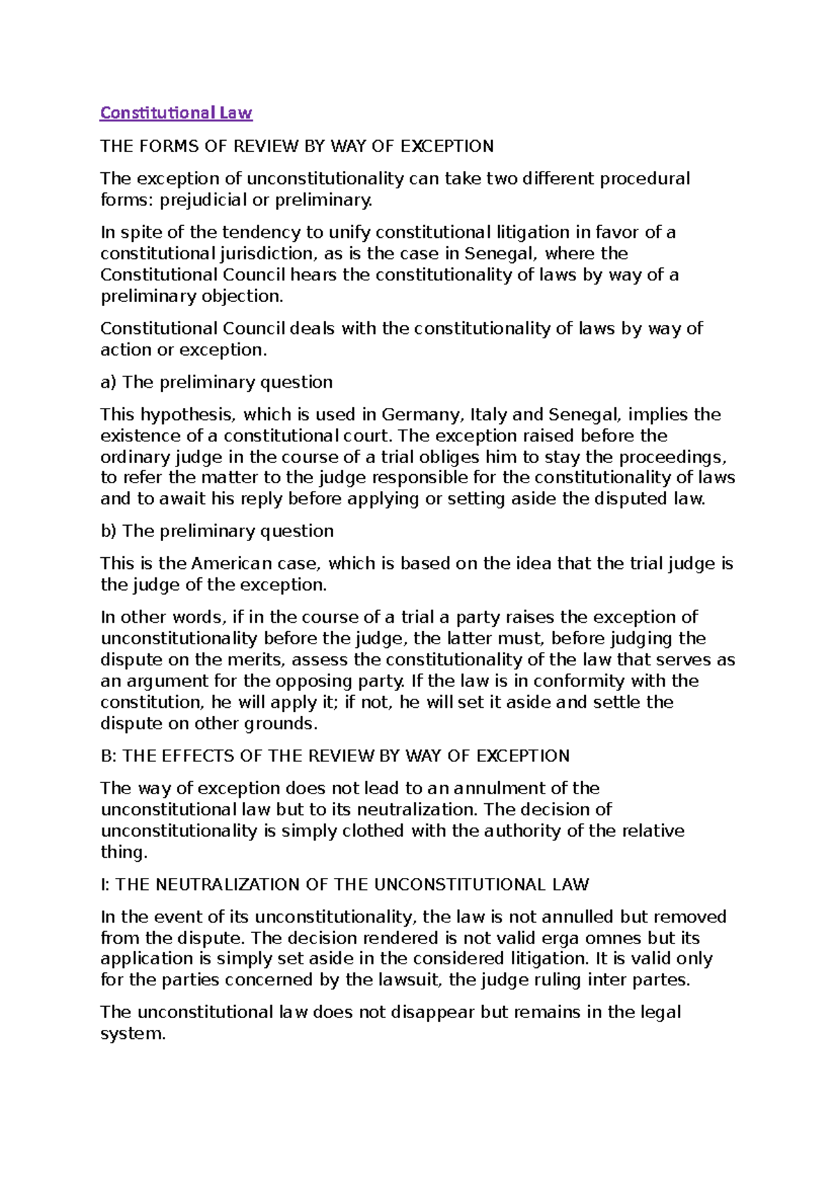 Constitutional Law Part - Constitutional Law THE FORMS OF REVIEW BY WAY ...