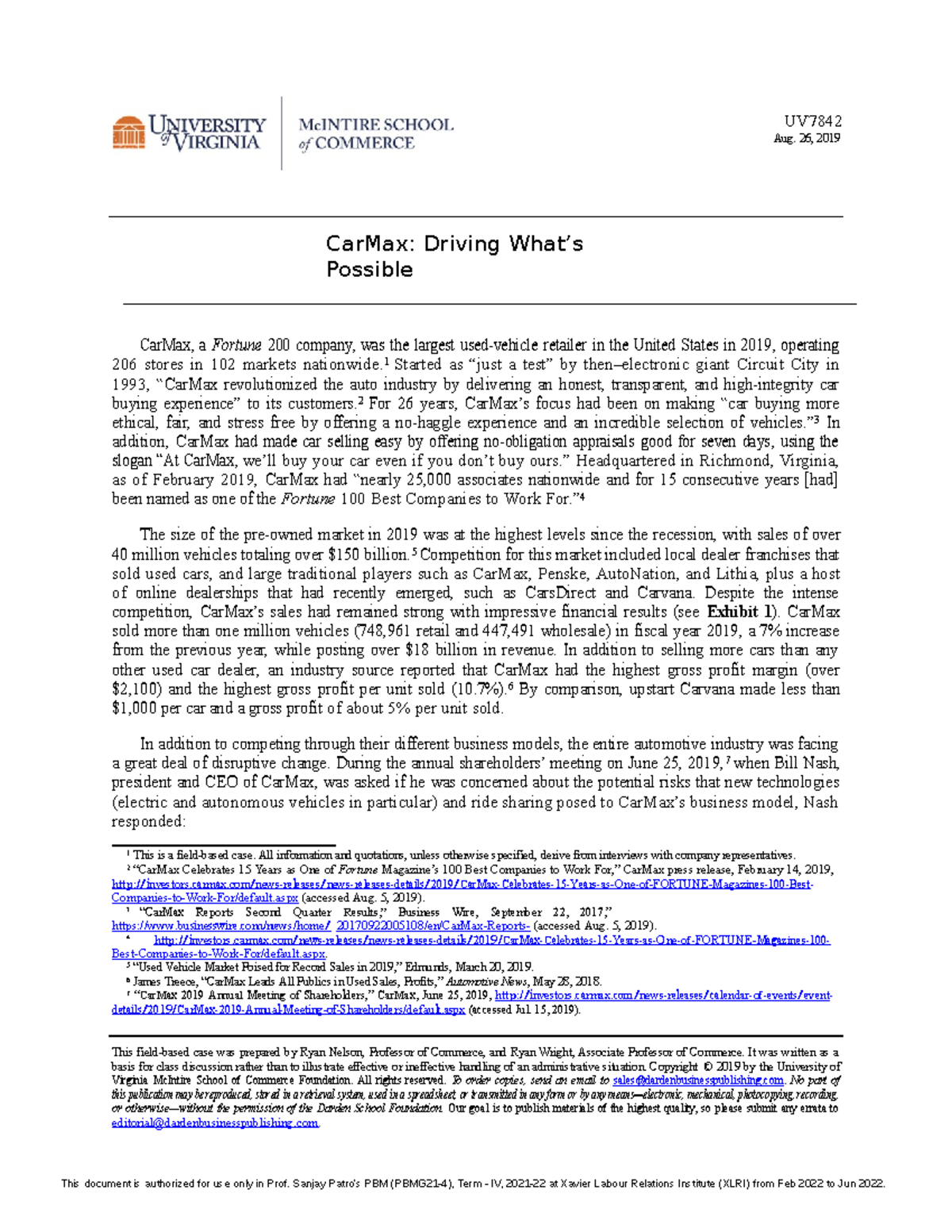 Car Max- Driving What's Possible - This document is authorized for use ...