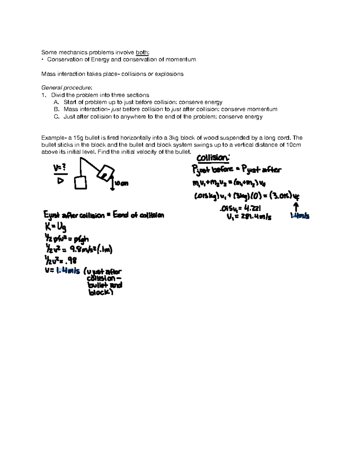 Putting things together COE and COM - Some mechanics problems involve ...