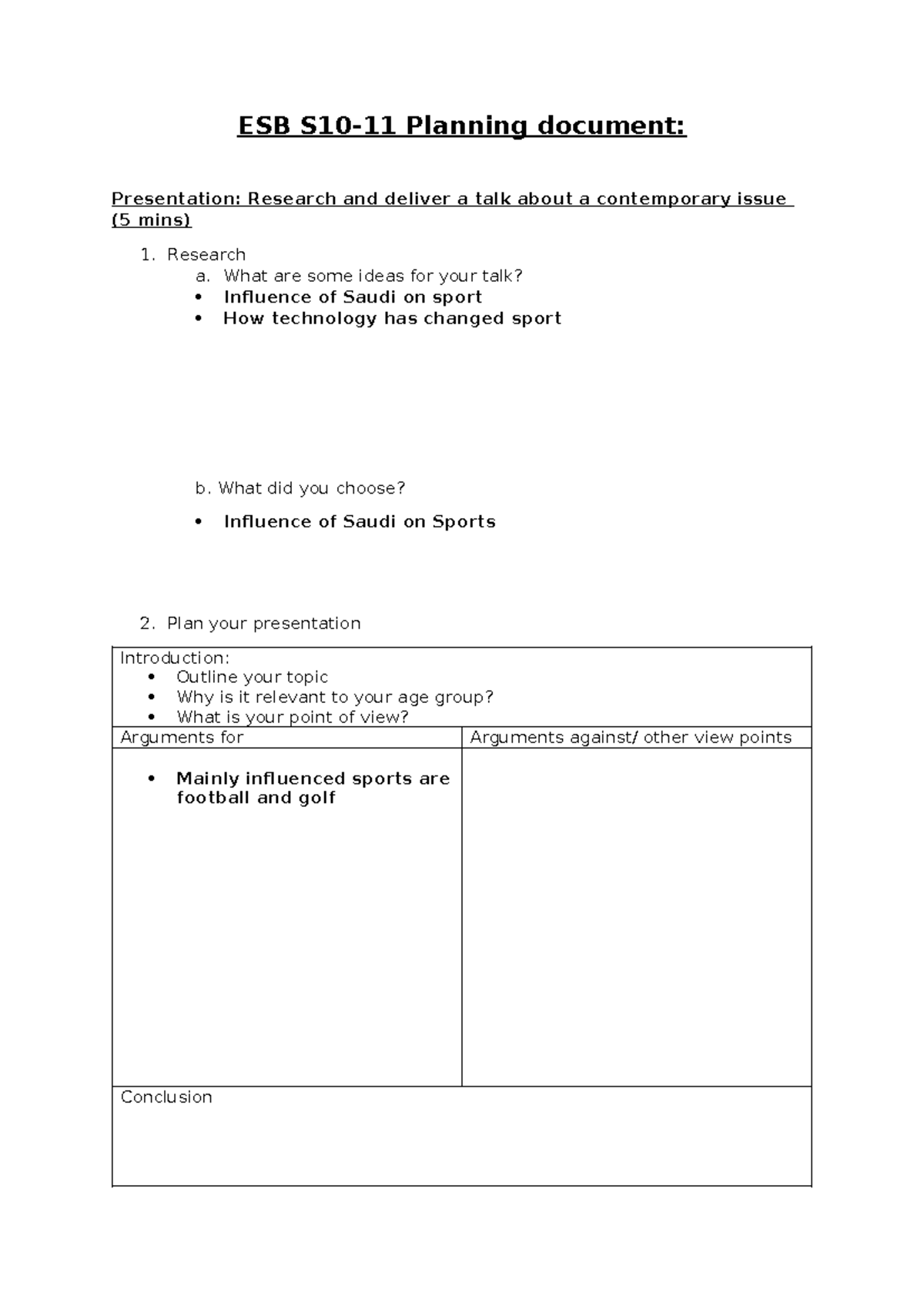 S10 ESB planning document - ESB S10-11 Planning document: Presentation ...