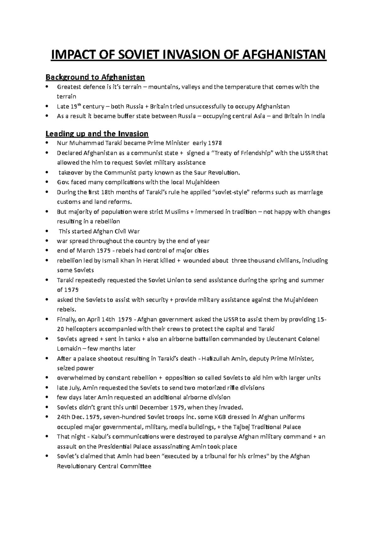 Impact of sovietinvasionofafghanistan - IMPACT OF SOVIET INVASION OF ...