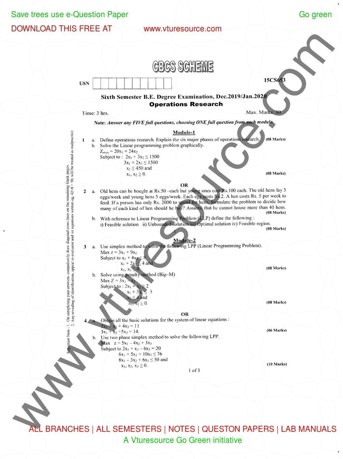 Jan-2020 15CS653 - Question Paper - Bachelor of engineering - Studocu