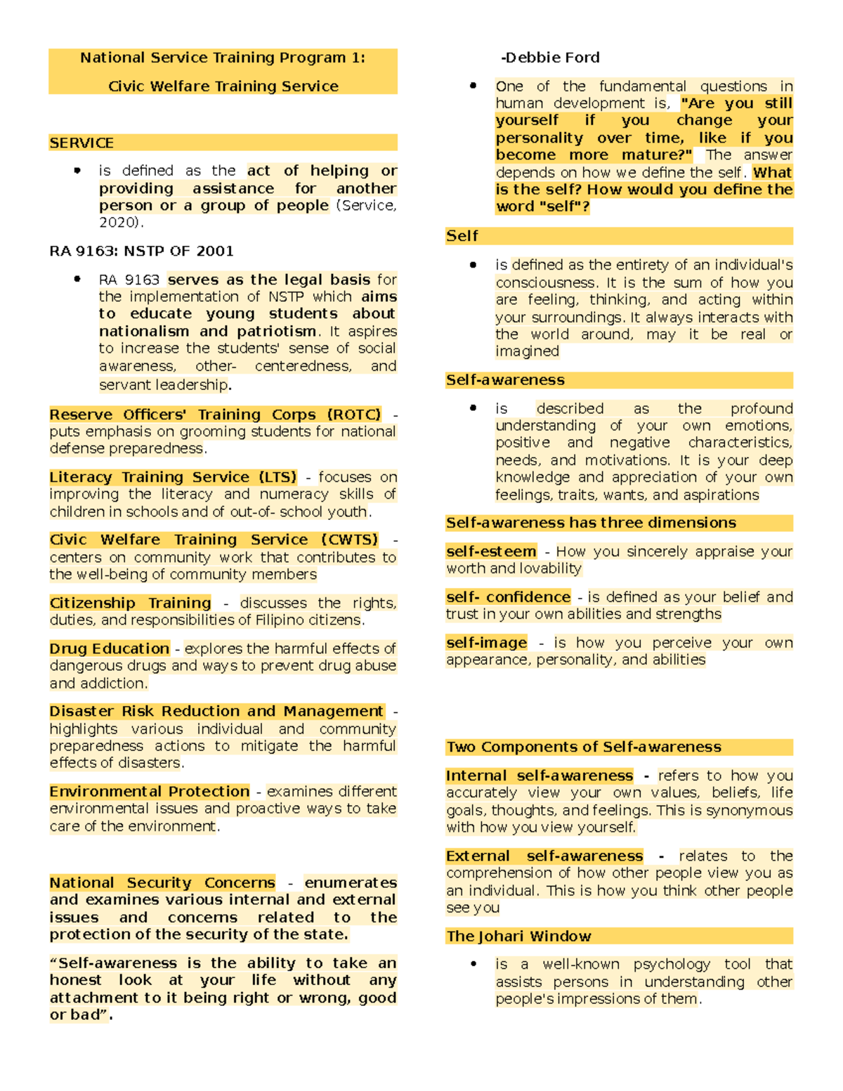 NSTP- Reviewer - ........ - National Service Training Program 1: Civic ...