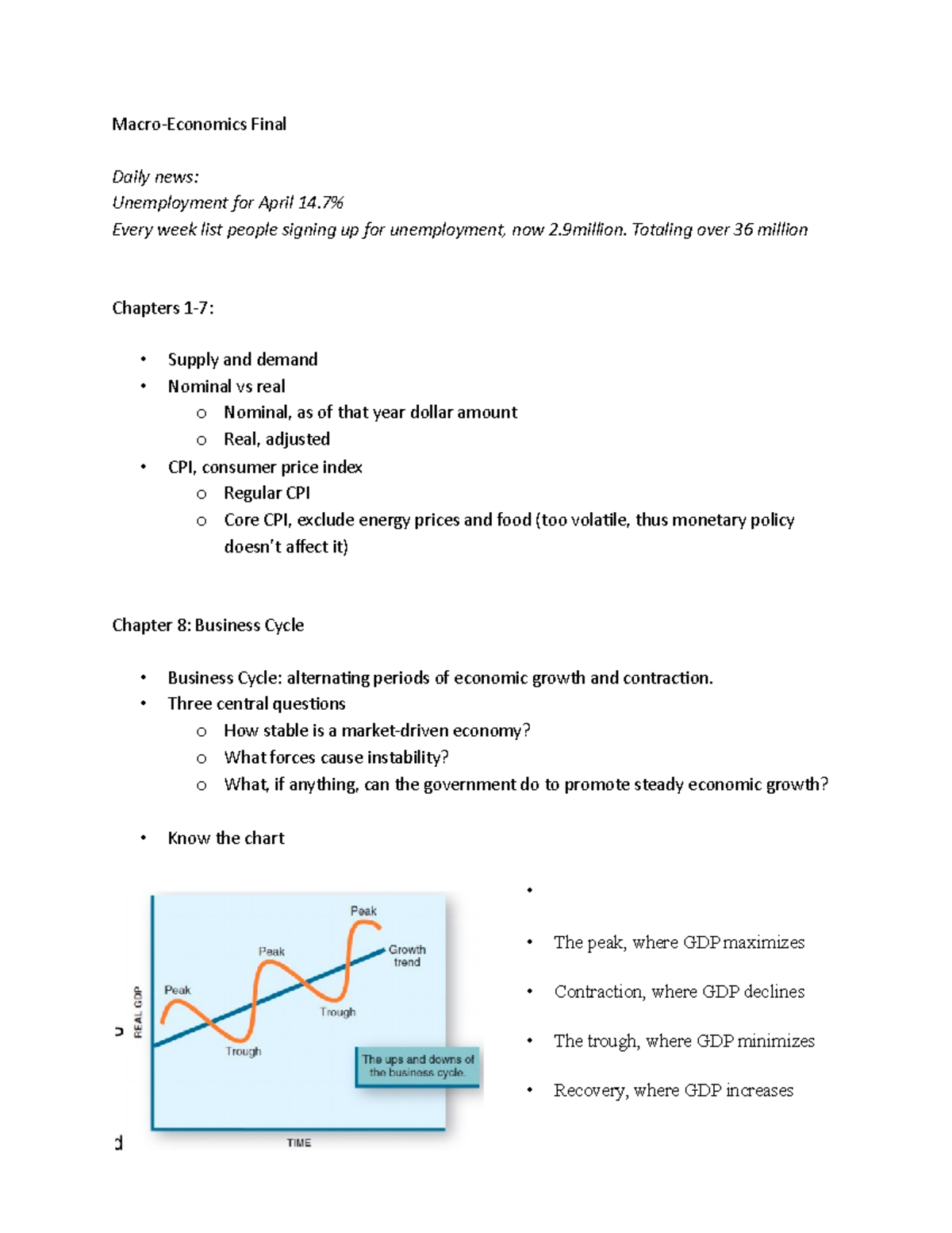 Macro Final Review - Macro-Economics Final Daily news: Unemployment for ...