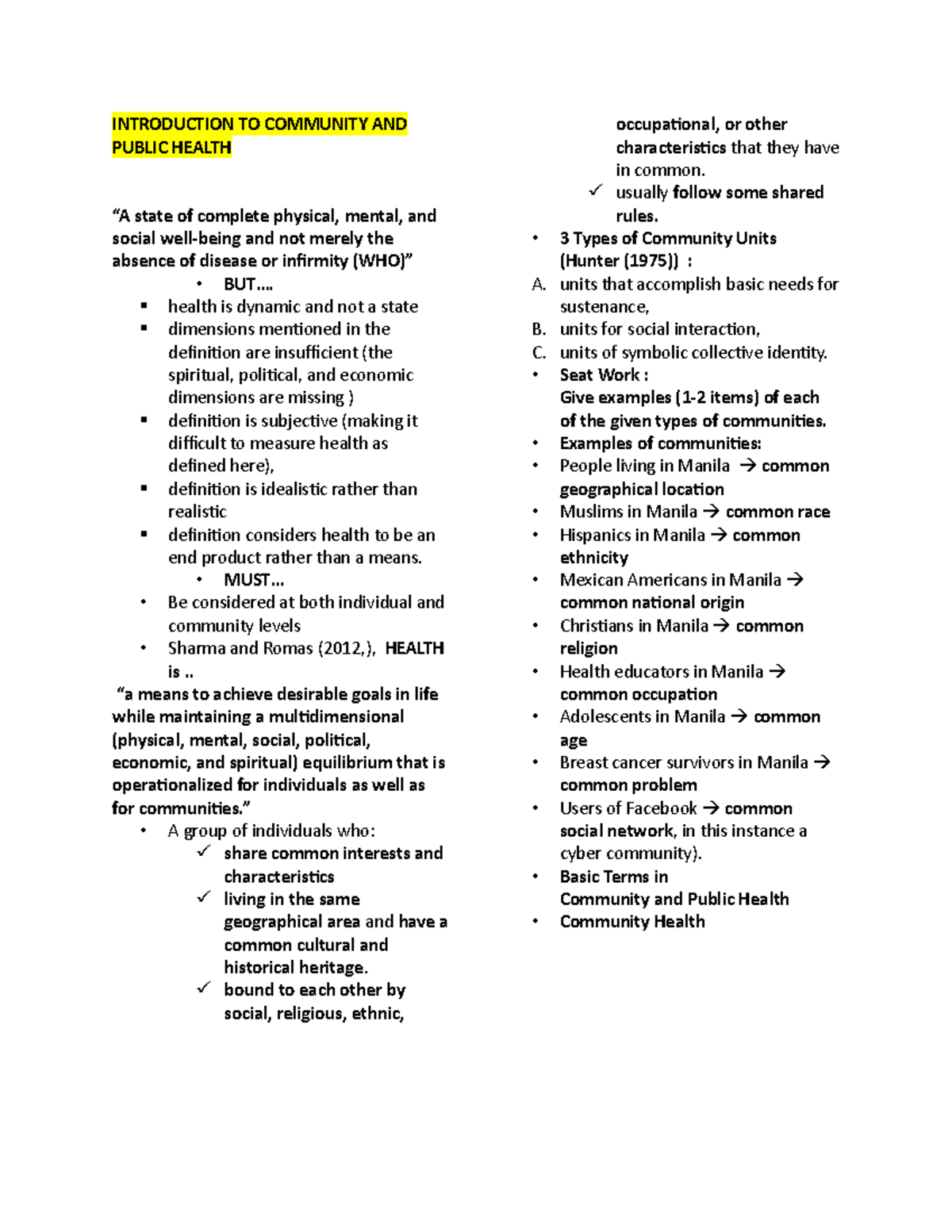 Cphm trans - fdjslsk - INTRODUCTION TO COMMUNITY AND PUBLIC HEALTH “A ...