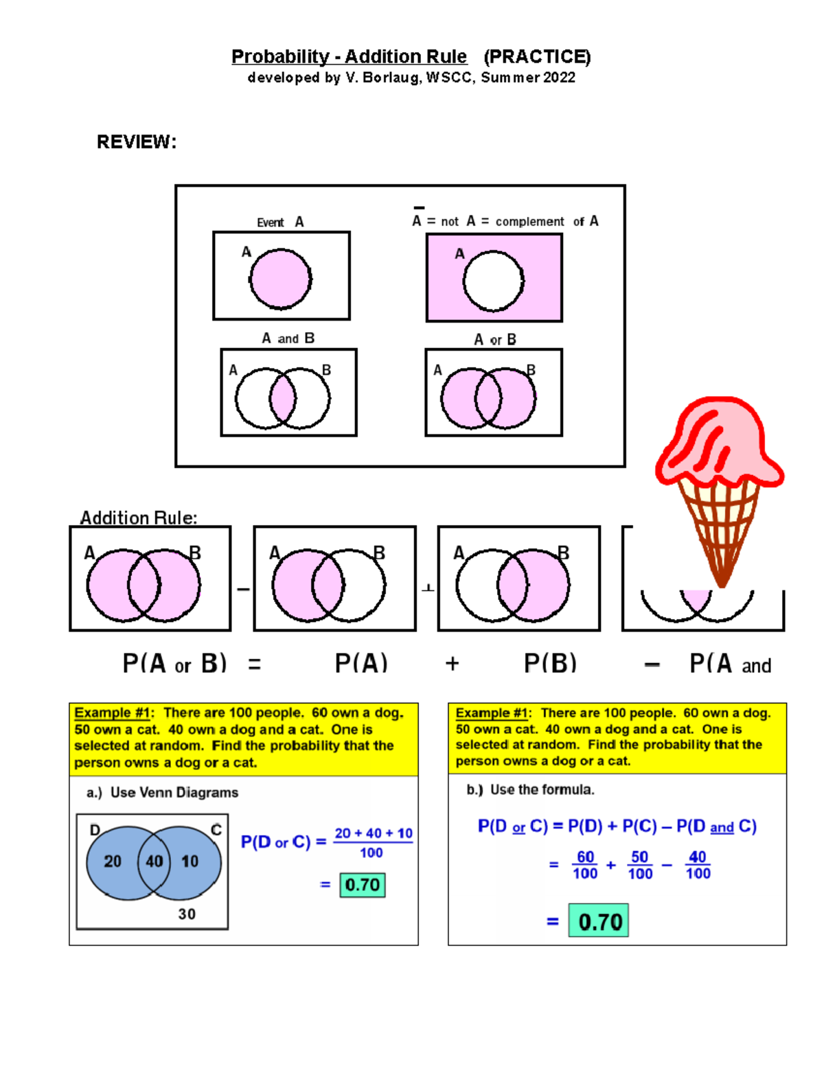 - 14m Add Rule - Tables ( Practice) - REVIEW: Probability - Addition ...