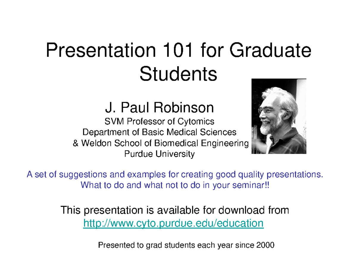 Presentation 101 for Graduate Students - Presentation 101 for ...