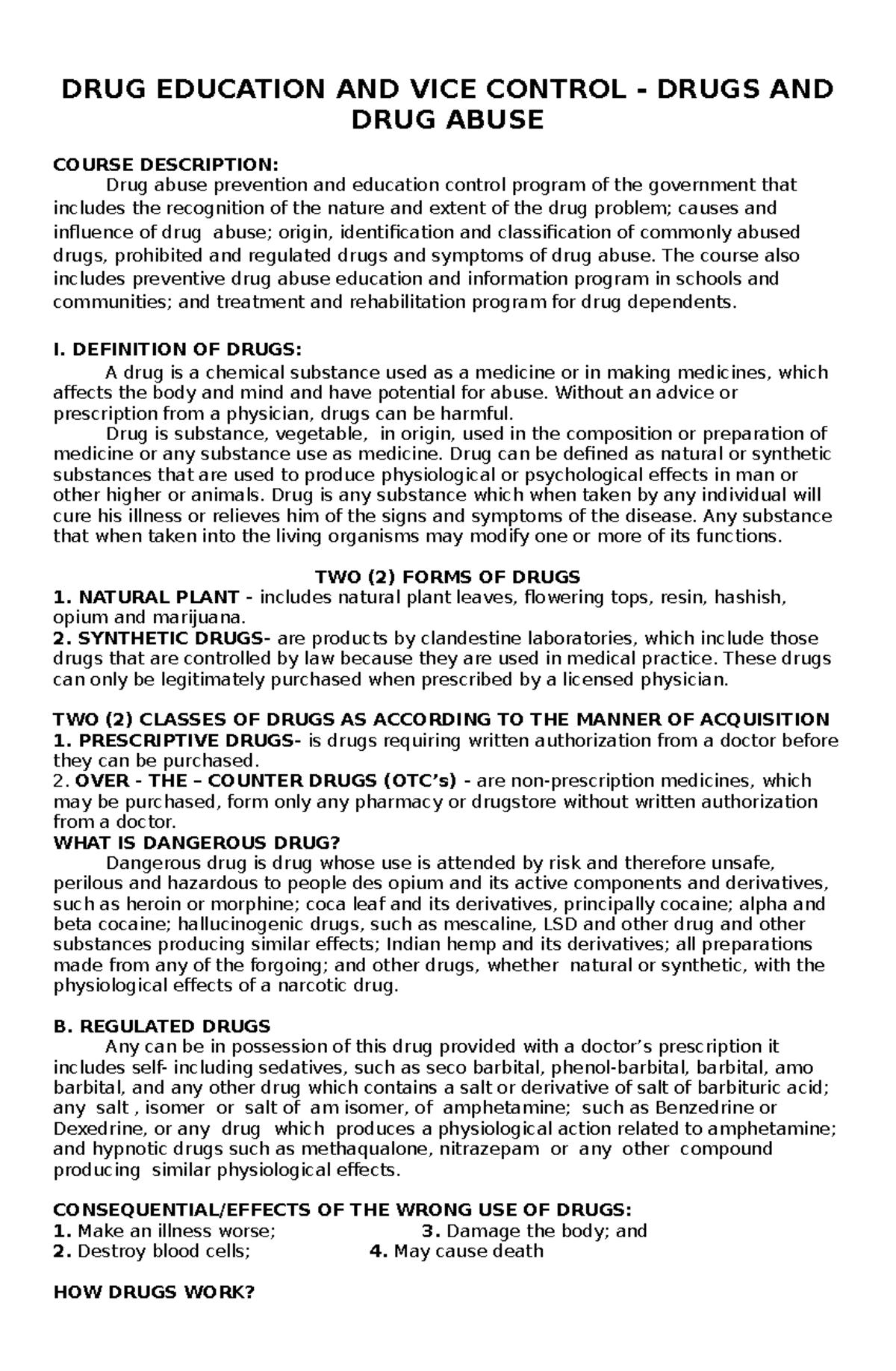 Drug Education and Vice control - DRUG EDUCATION AND VICE CONTROL ...