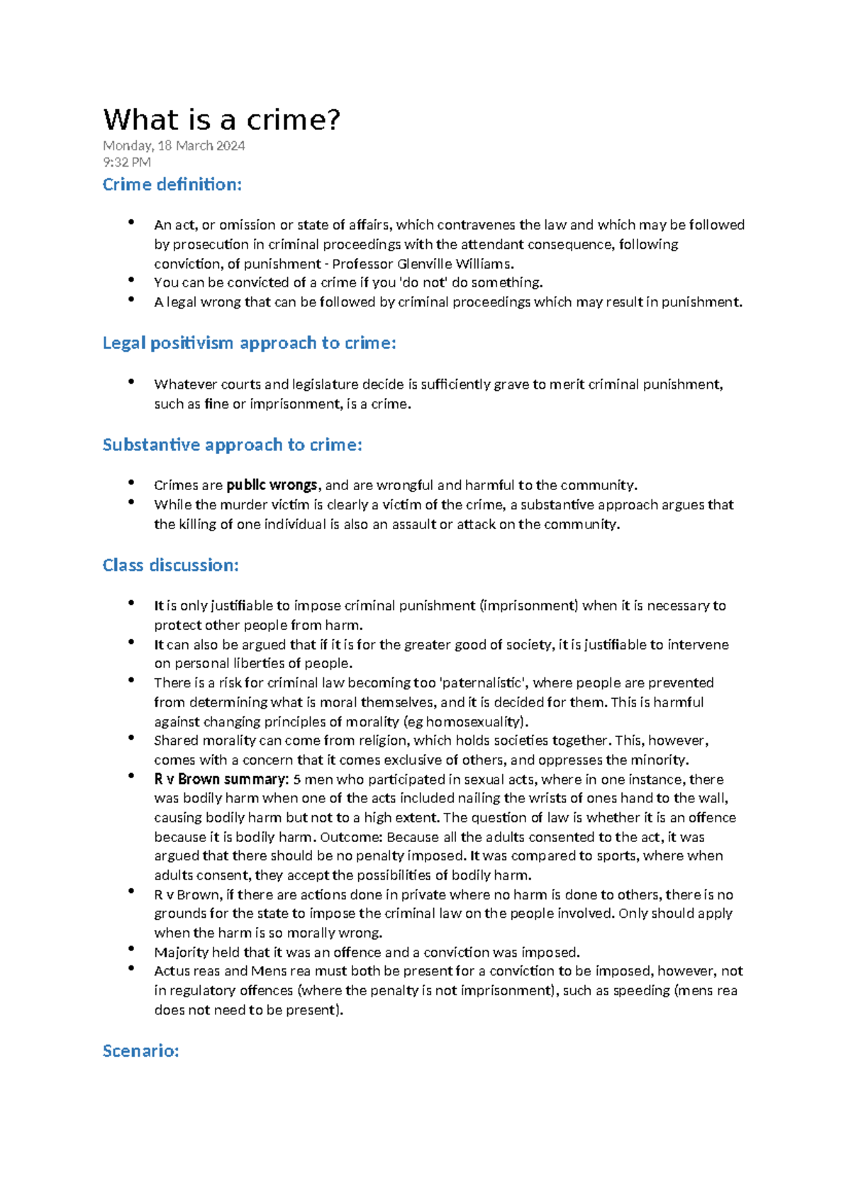 What is a crime - What is a crime? Monday, 18 March 2024 9:32 PM Crime ...