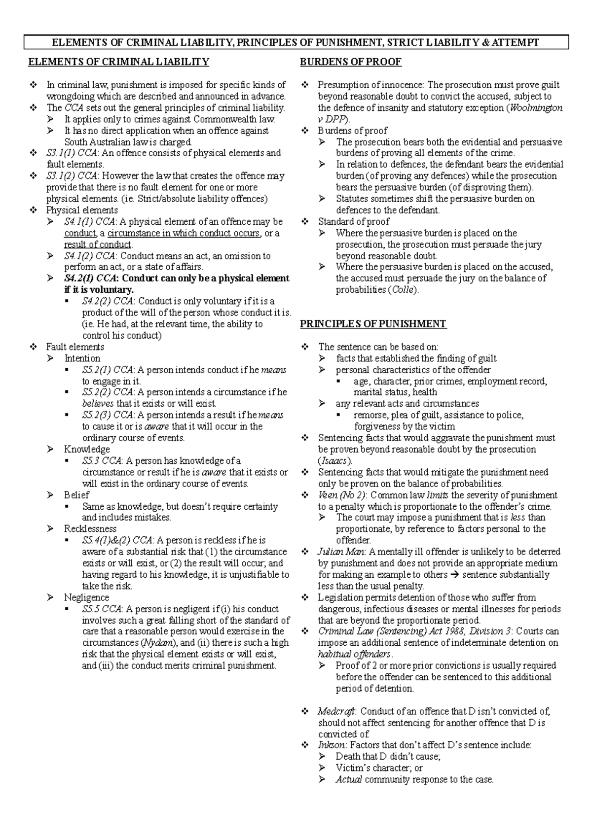 Law of Crime 1 - ELEMENTS OF CRIMINAL LIABILITY, PRINCIPLES OF ...
