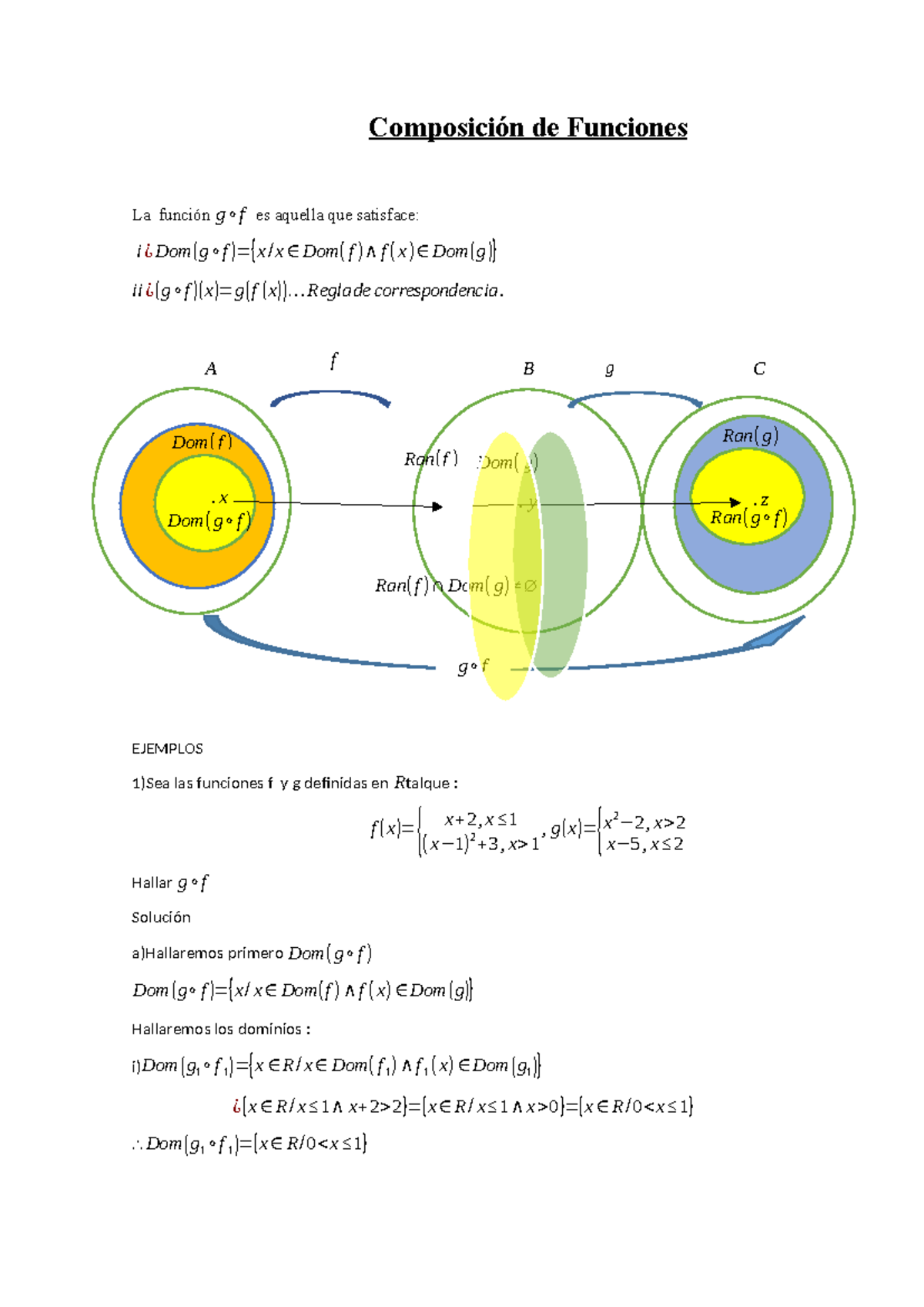 Composicion DE Funciones - Composición de Funciones La función g ∘ f es aquella que satisface: i ...