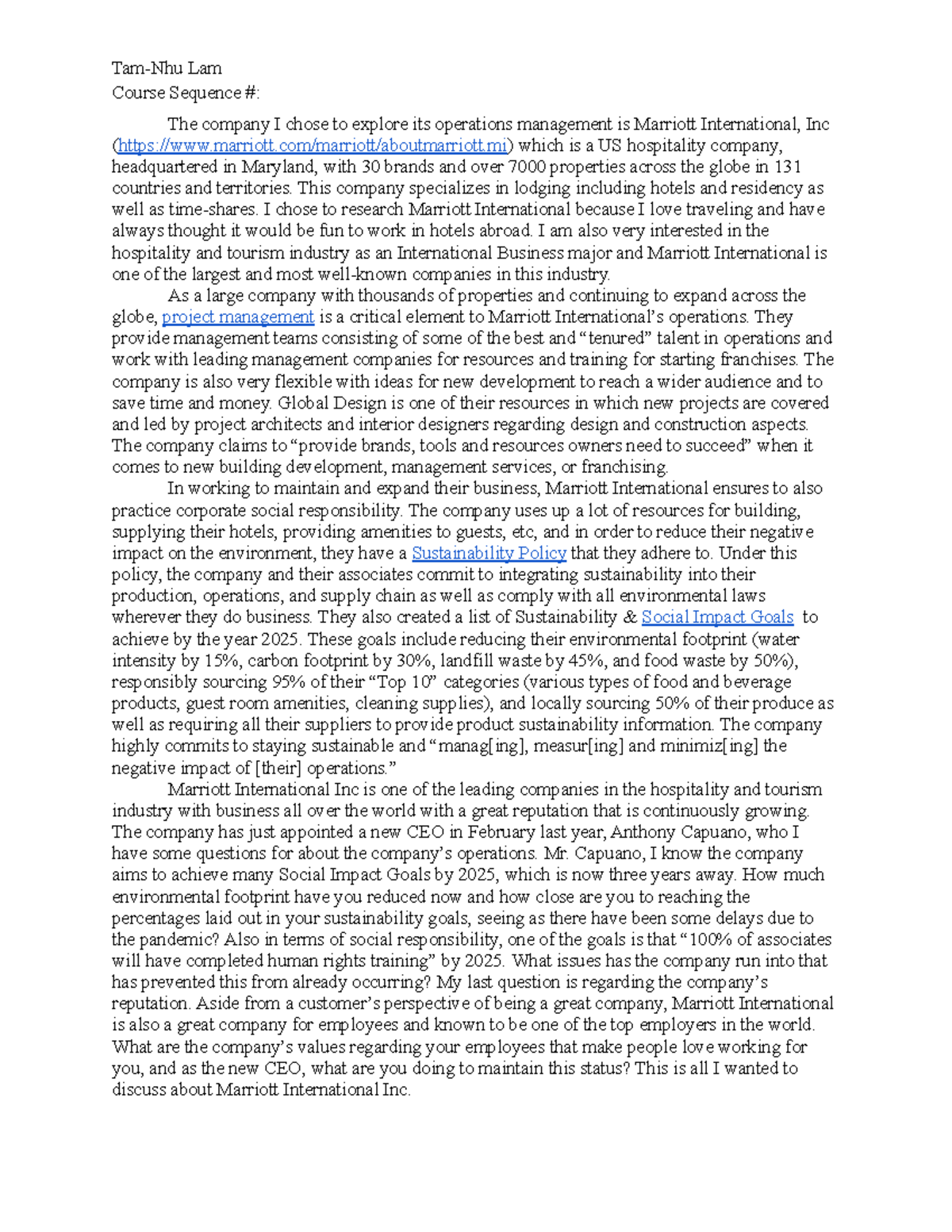 BA 360 WBR - sample essay exploring operations management topics of ...