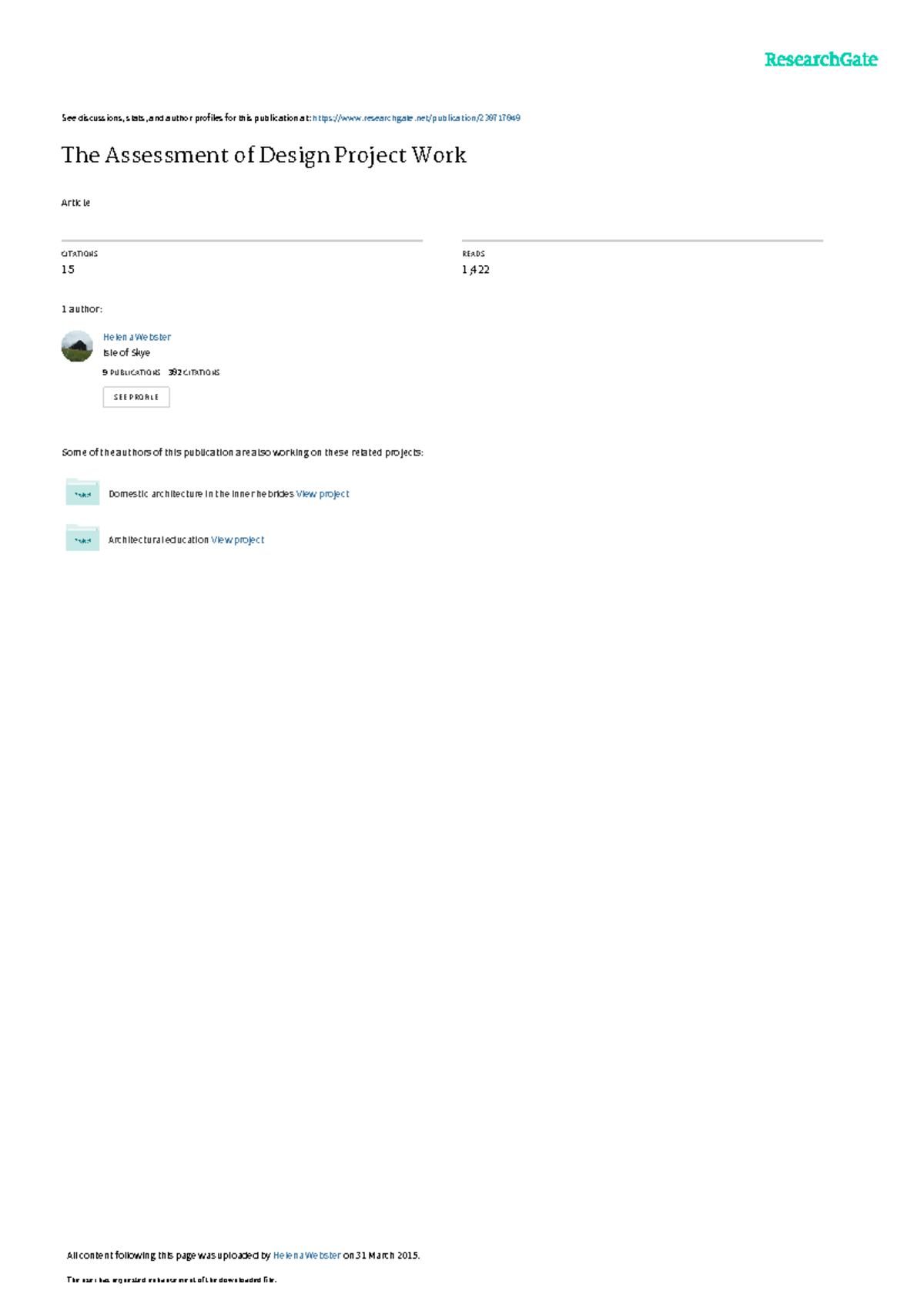 The Assessment of Design Project Work - See discussions, stats, and ...
