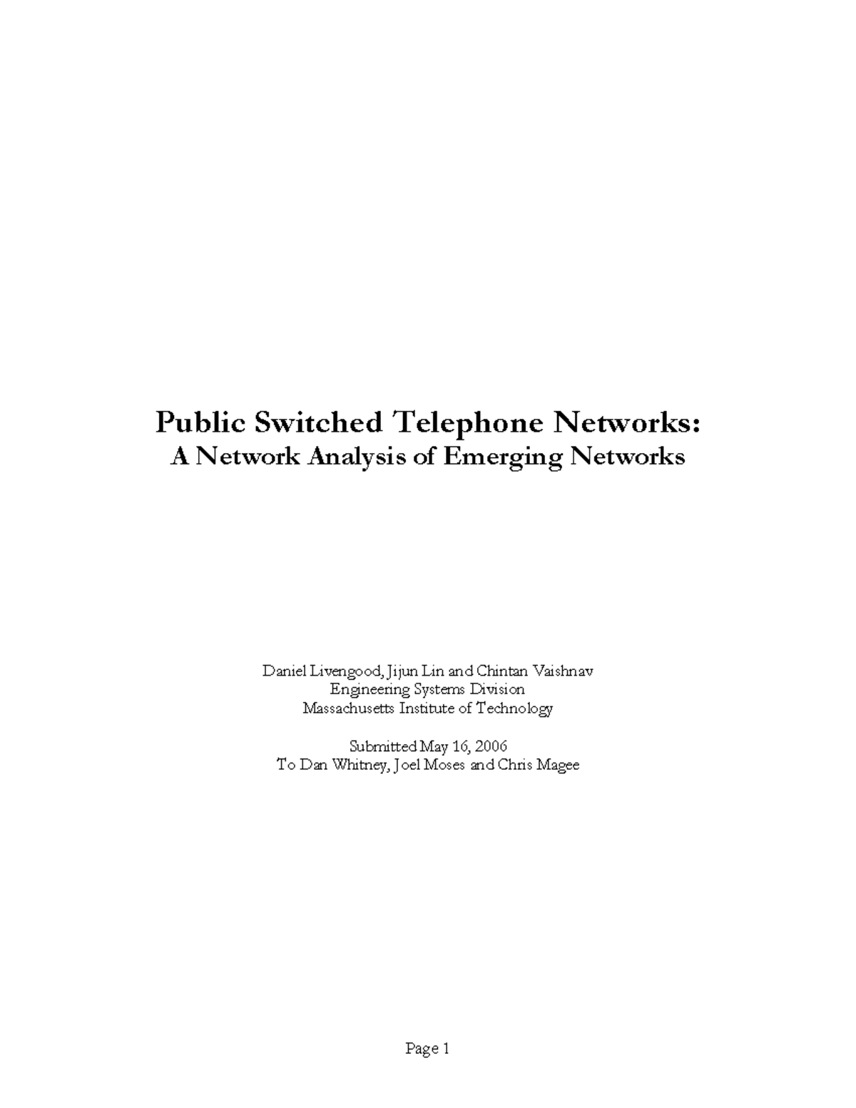 Report pstn - Lecture notes 17 - Public Switched Telephone Networks: A ...