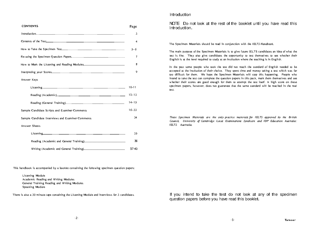 Specimen Materials Handbook - CONTENTS Introduction Contents of the ...