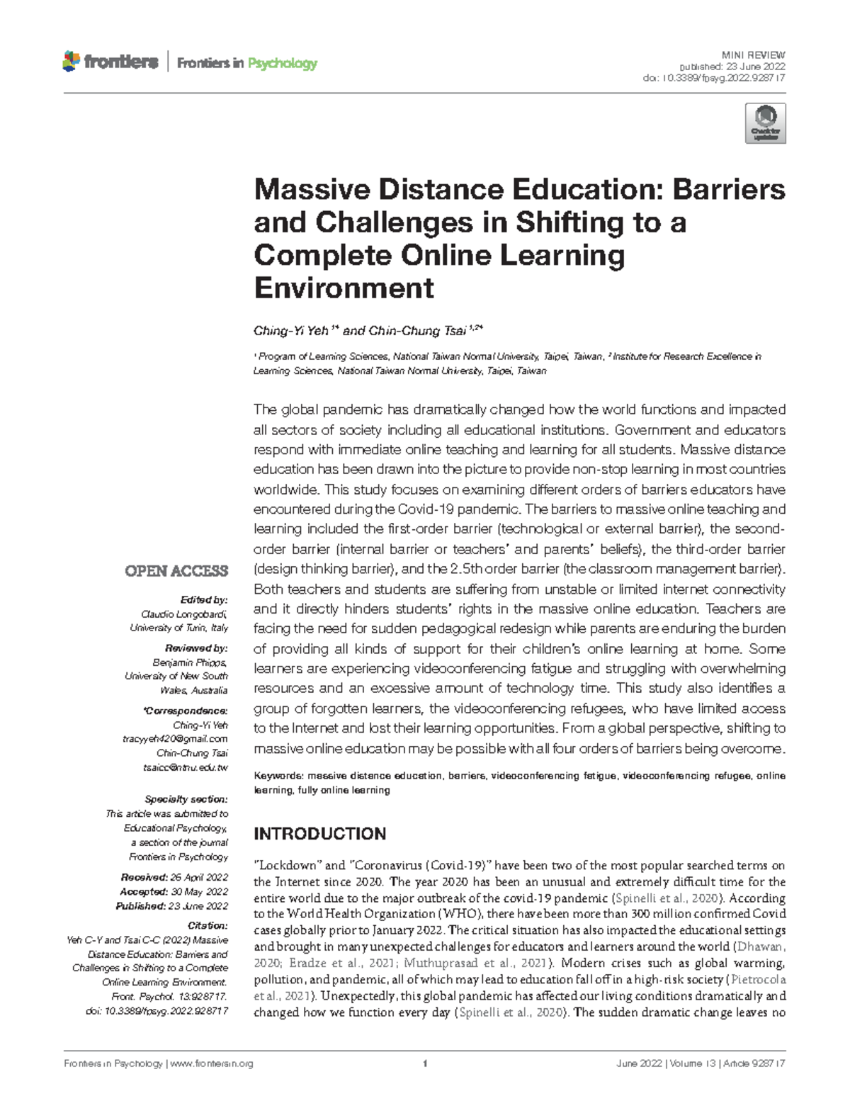Massive Distance Education Barriers and Challenges - MINI REVIEW ...