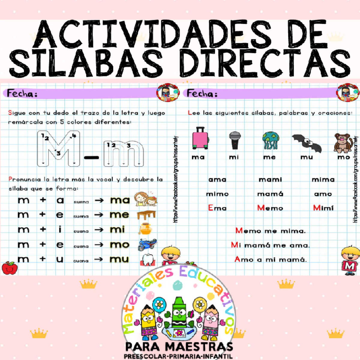 Cuaderno con actividades sílabas directas recopilado por Materiales Educativos para Maestras ...