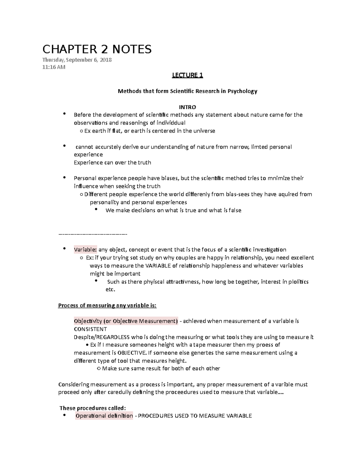 Chapter 2 Notes copy - dasdadad - CHAPTER 2 NOTES Thursday, September 6 ...
