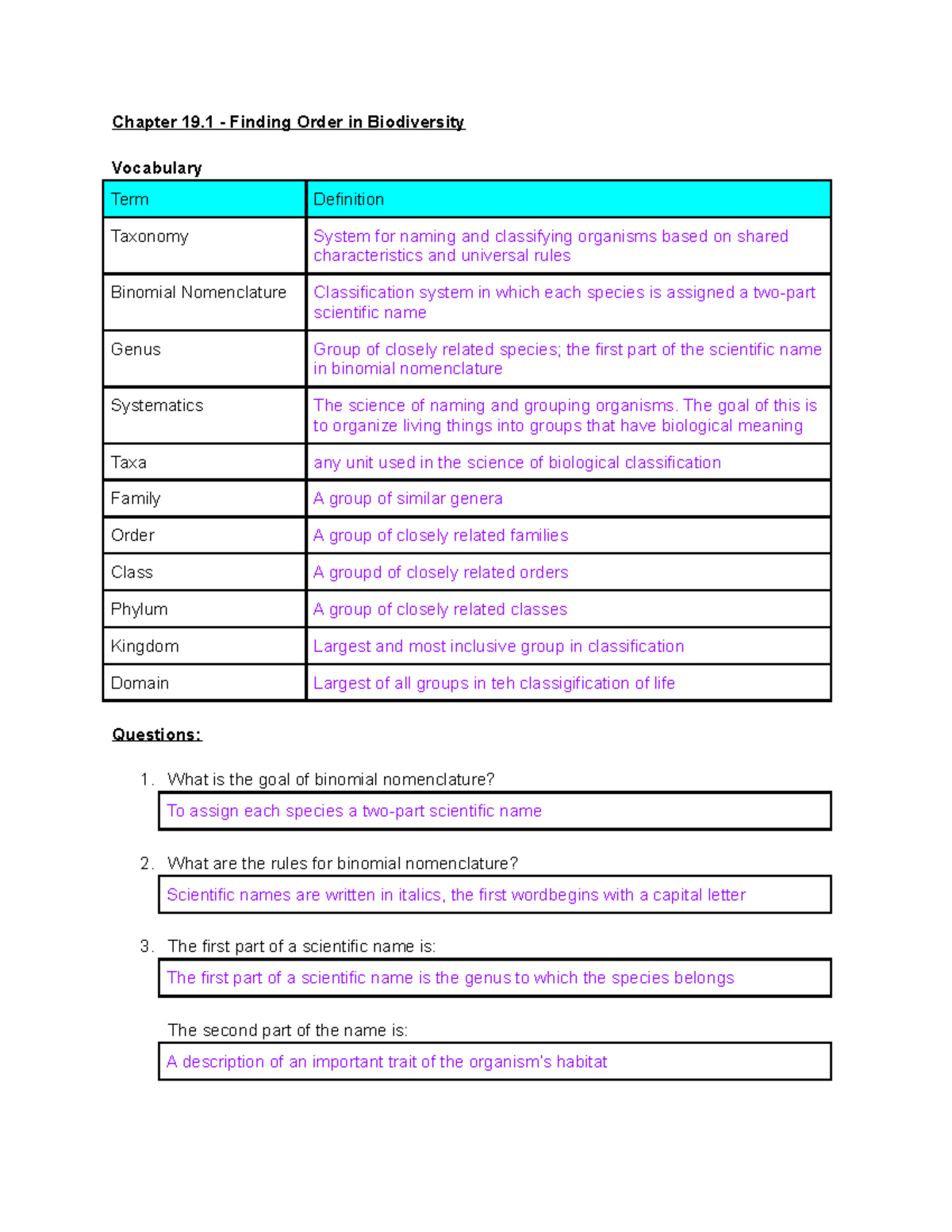 Guided reading chapter 19 - Chapter 19 - Finding Order in Biodiversity ...
