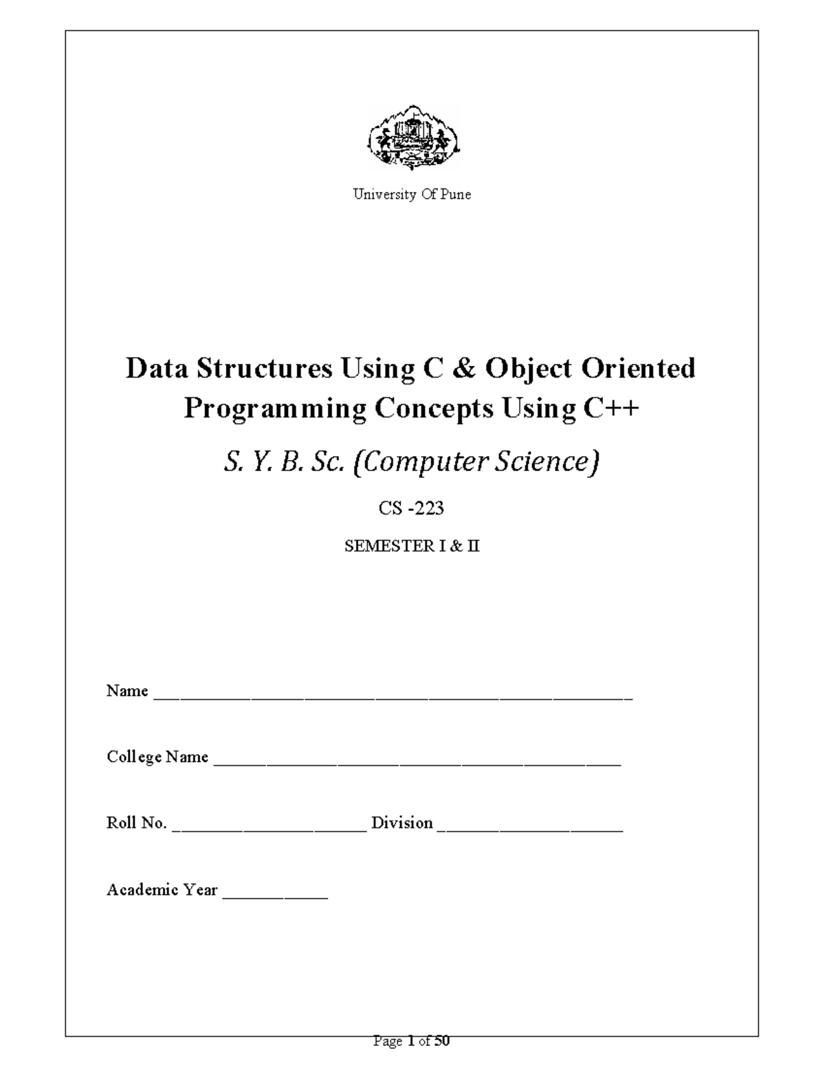 Download-2018 1307184200 - University Of Pune Data Structures Using C & Object Oriented - Studocu