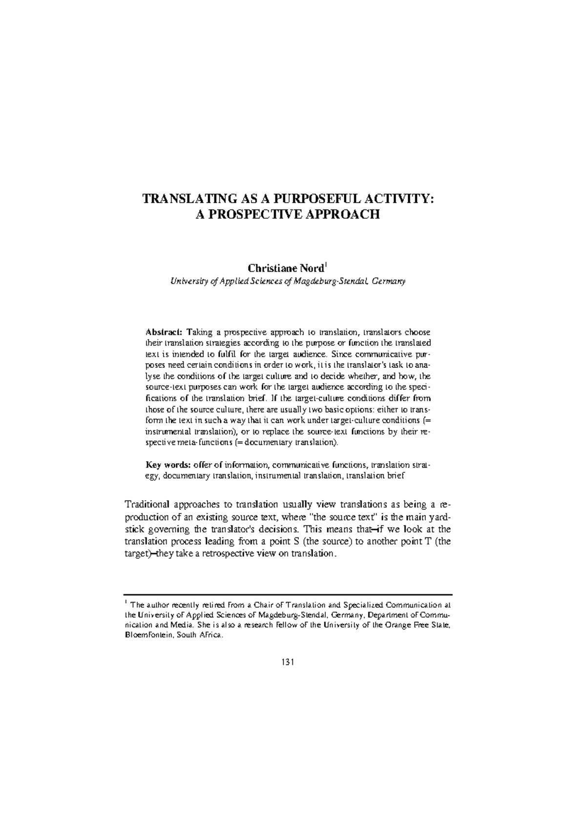 Translating AS A Purposeful Activity - 131 TRANSLATING AS A PURPOSEFUL ...